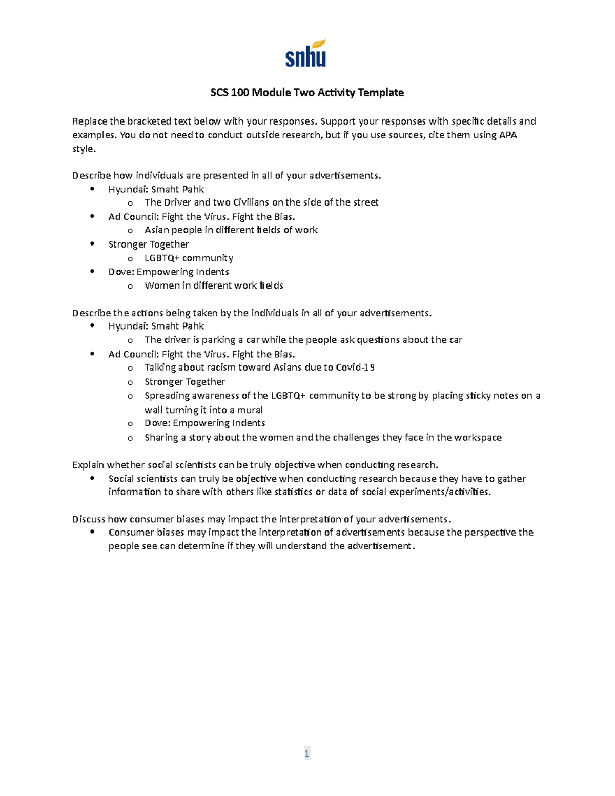 SCS 100 Module Two Activity Template - SCS 100 Module Two Activity ...