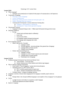 Psych 133C Language Developemnt Notes - Introduction to Language ...