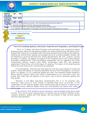 FS 2 Activity 1 - None - E- PORTFOLIO FOR FIELD STUDY 2 Domain 1 ...