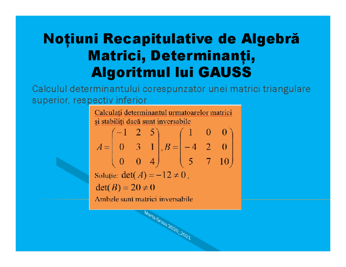 Algbra Curs 1 - Lecture notes 1 - Calculul determinantului ...