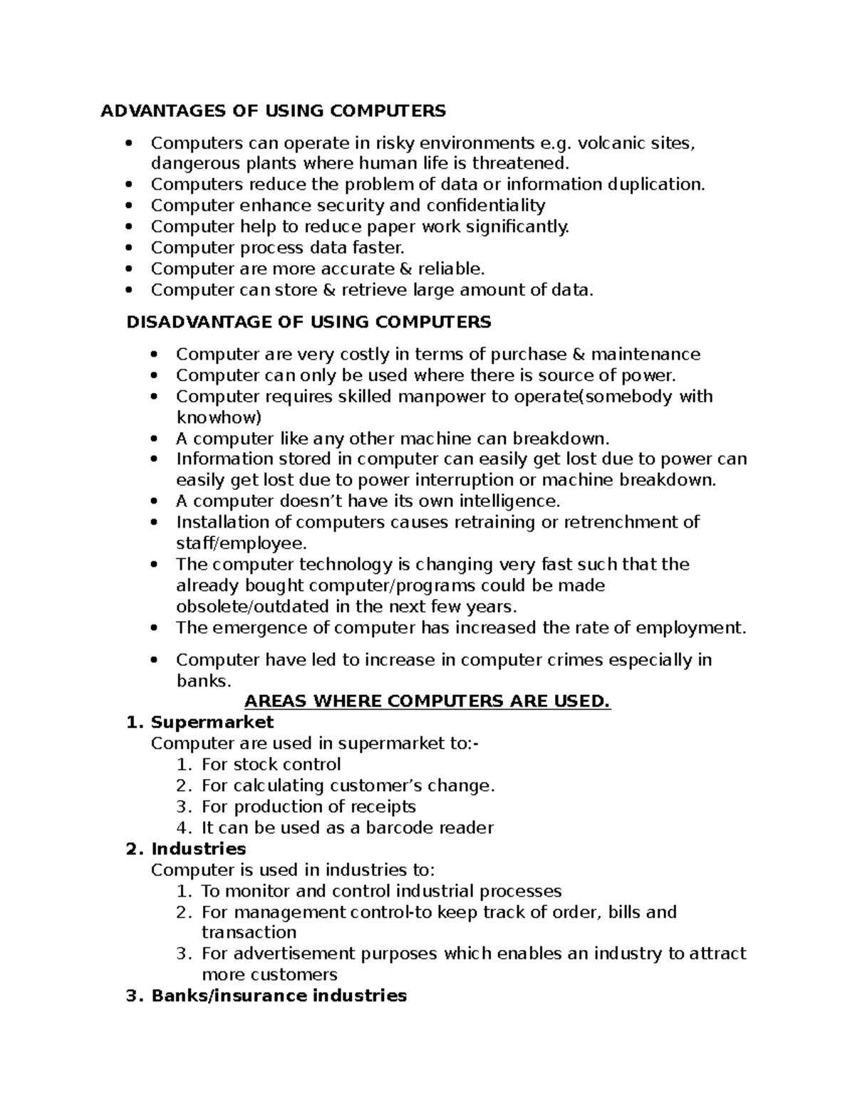 Advantages OF Using Computers - ADVANTAGES OF USING COMPUTERS Computers ...