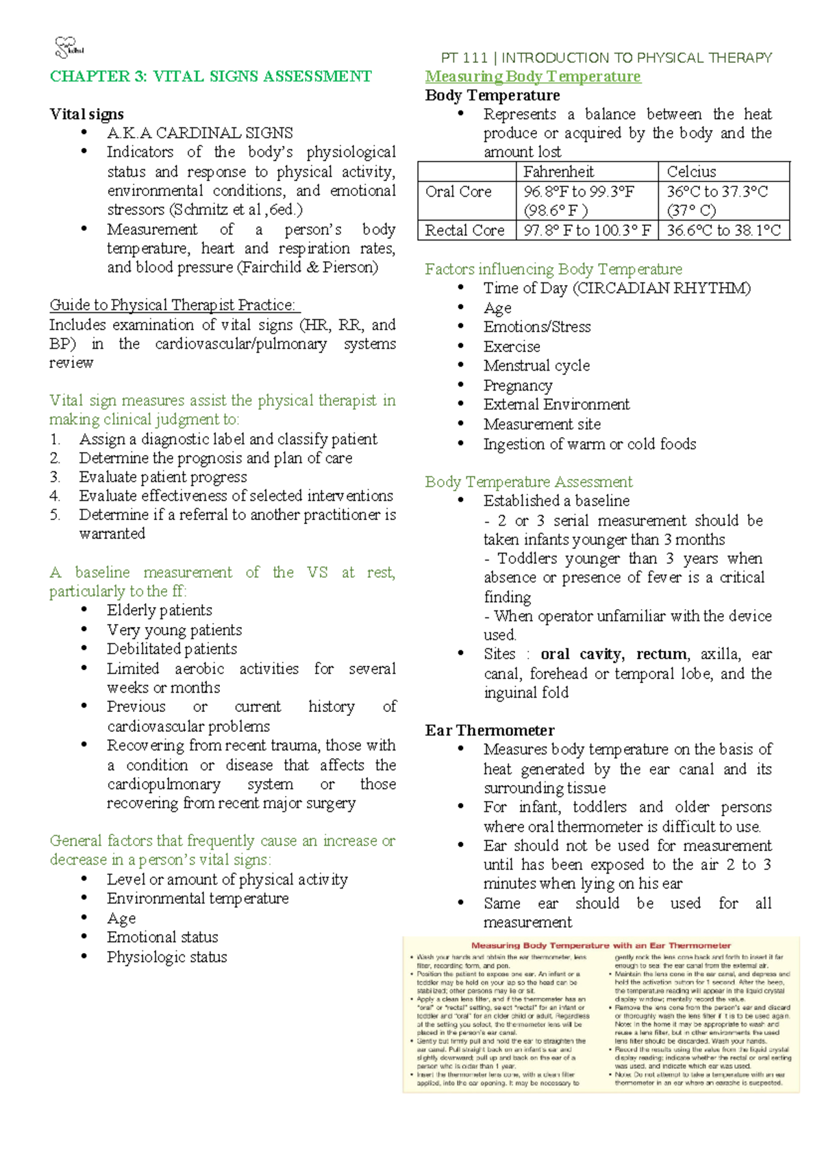 ITPT 3 - CHAP 3 - CHAPTER 3: VITAL SIGNS ASSESSMENT Vital signs - A.K ...