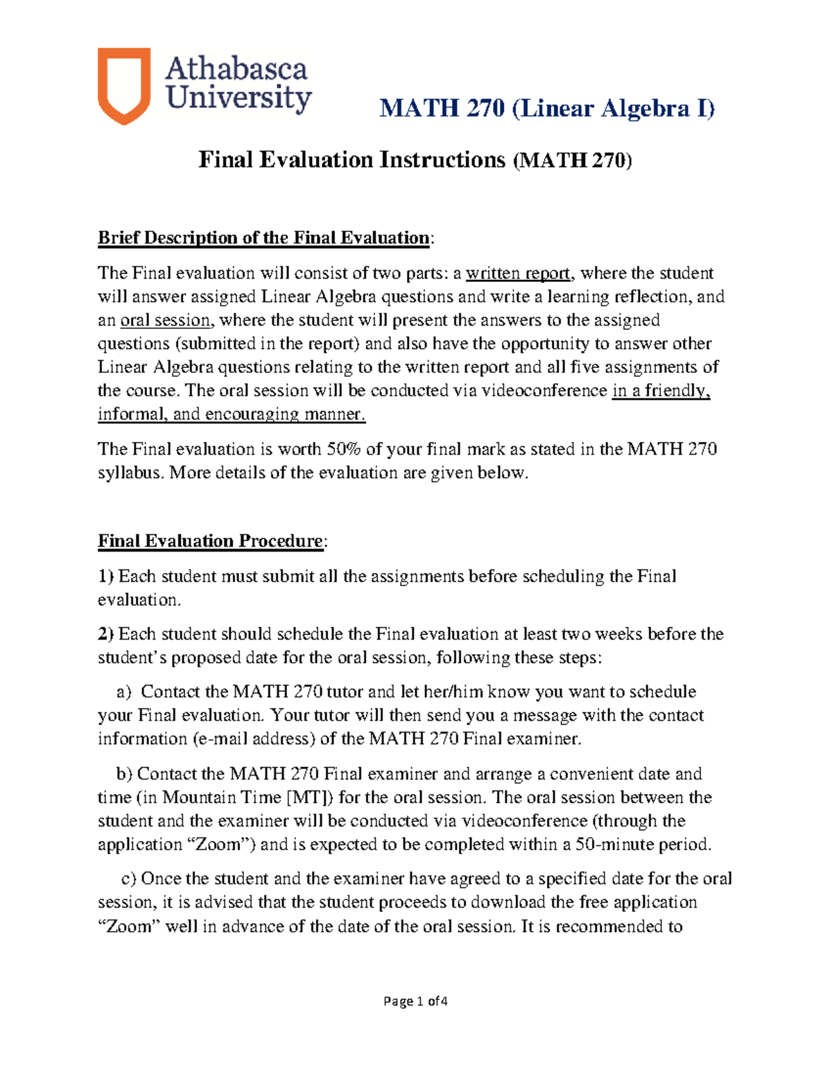 MATH270 Final Evaluation Instructions (PDF) - Final Evaluation ...