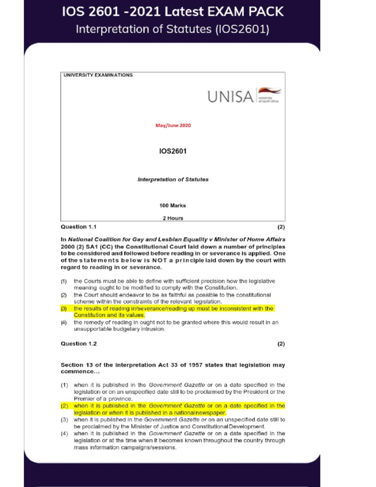 FUR2601 PAST EXAM - LLB 98680 - Studocu