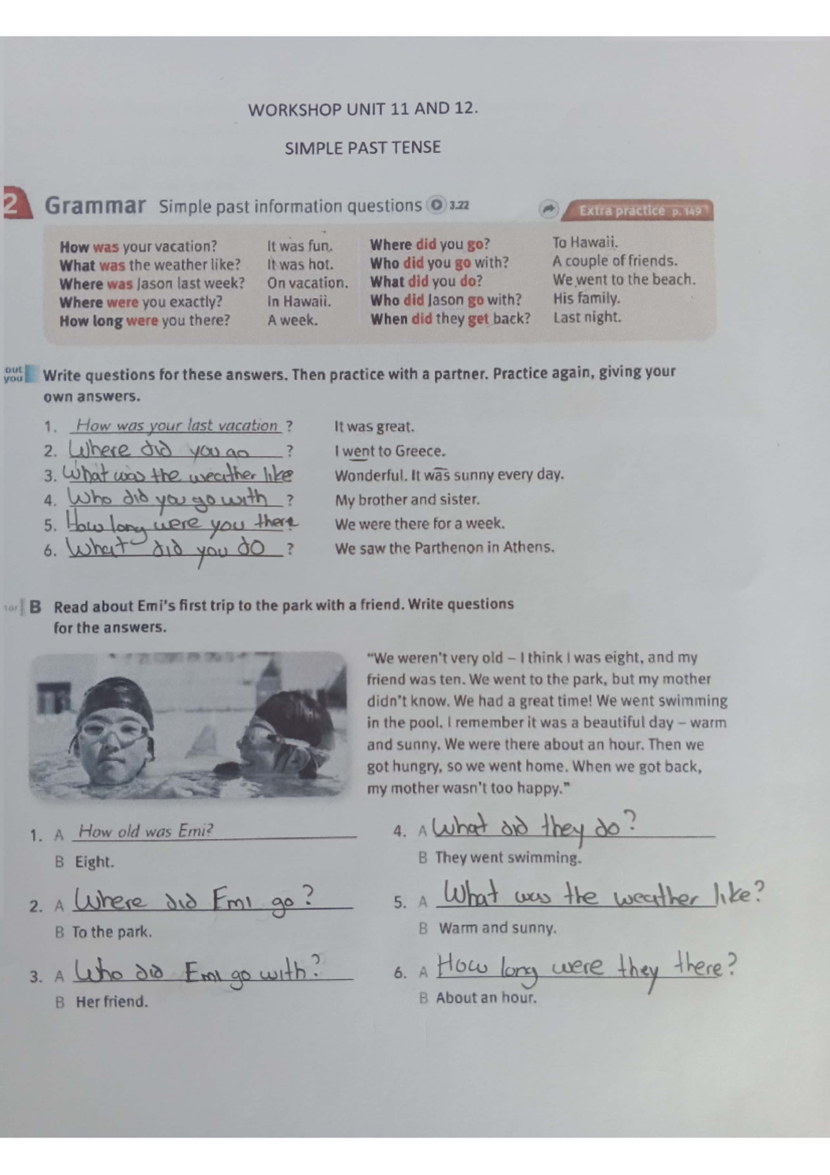 Ingles unidad 12 - WORKSHOP UNIT 11 AND 12. SIMPLE PAST TENSE 2 Grammar ...