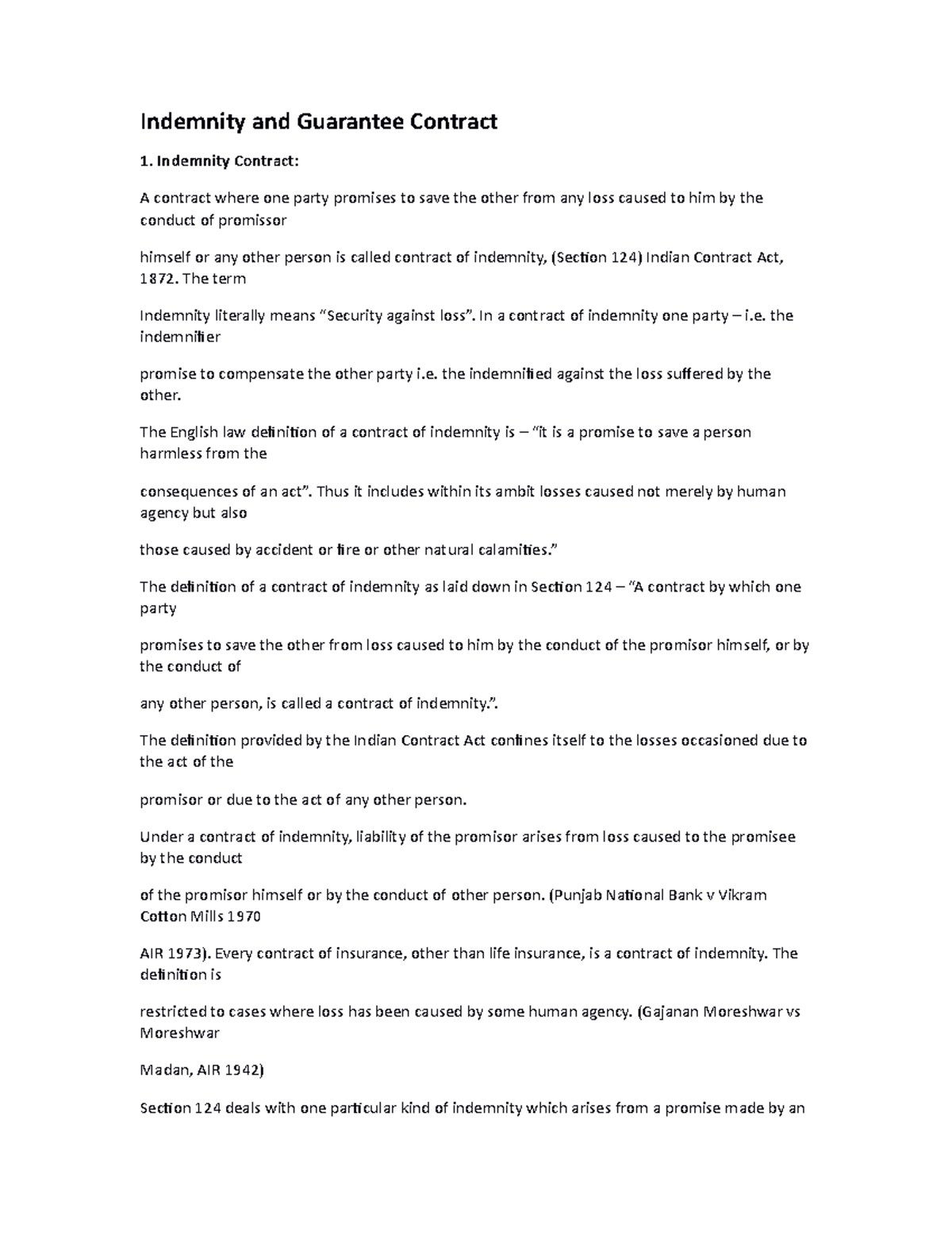 Indemnity and Guarantee Contract - Indemnity and Guarantee Contract ...