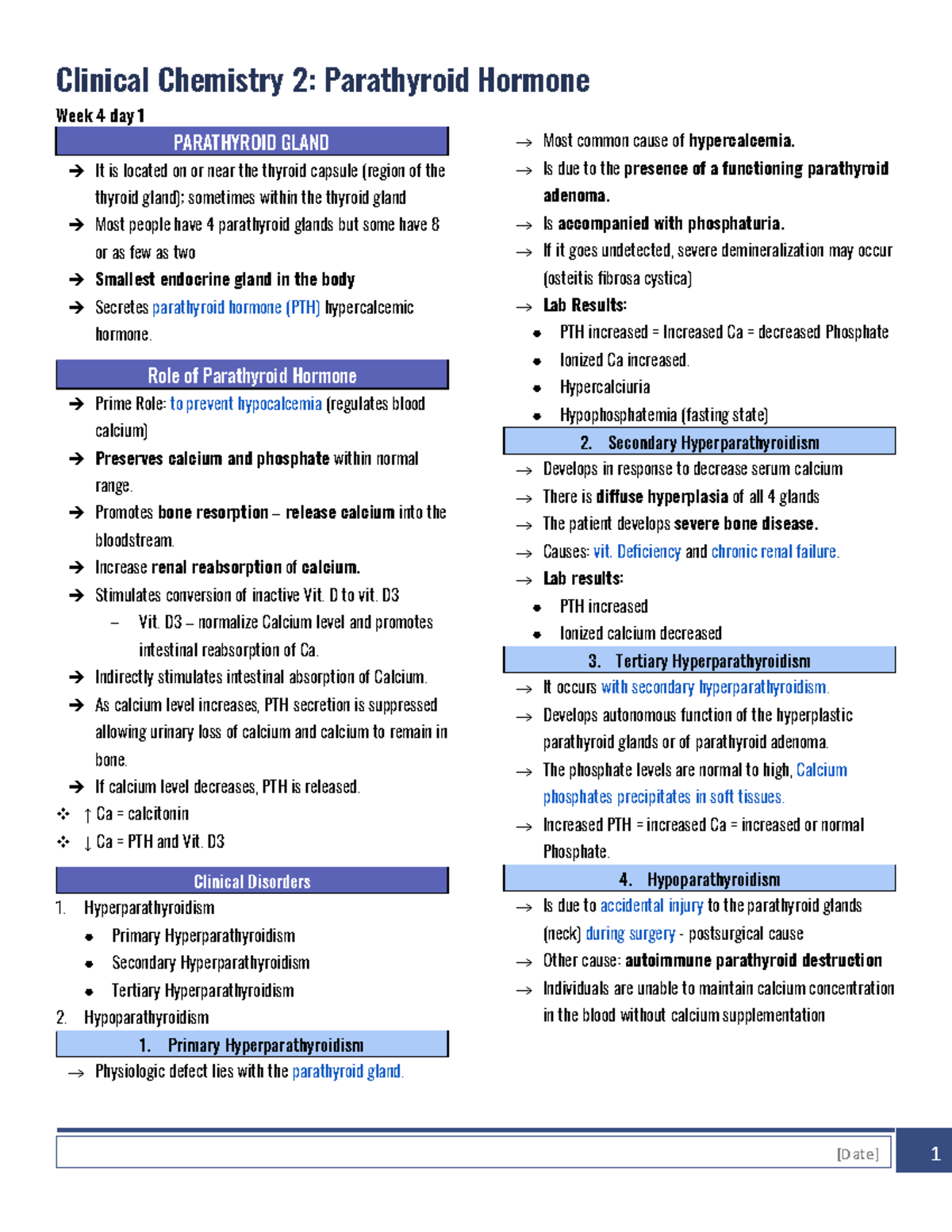 Clinical Chemistry 2 Parathyroid hormone - Clinical Chemistry 2 ...