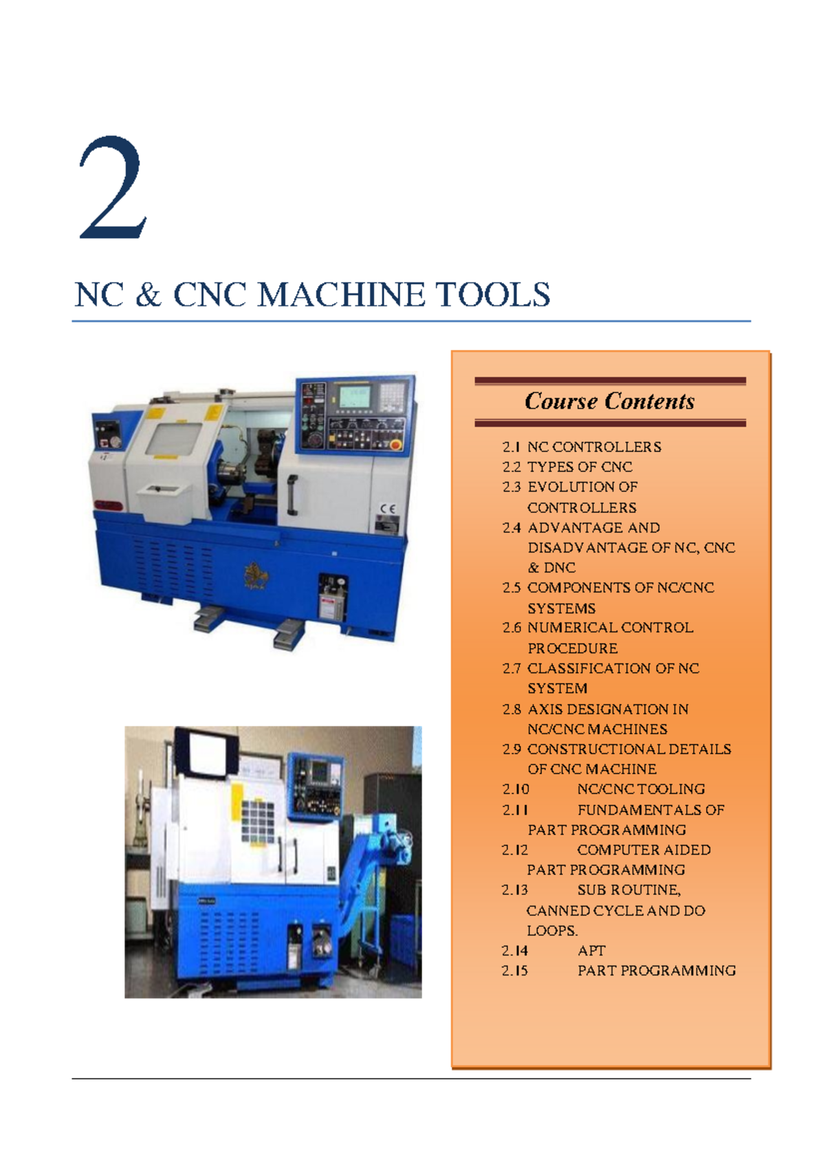 2171903 Computer Aided Manufacturing-Notes PDF Unit-2 - 2 NC & CNC ...
