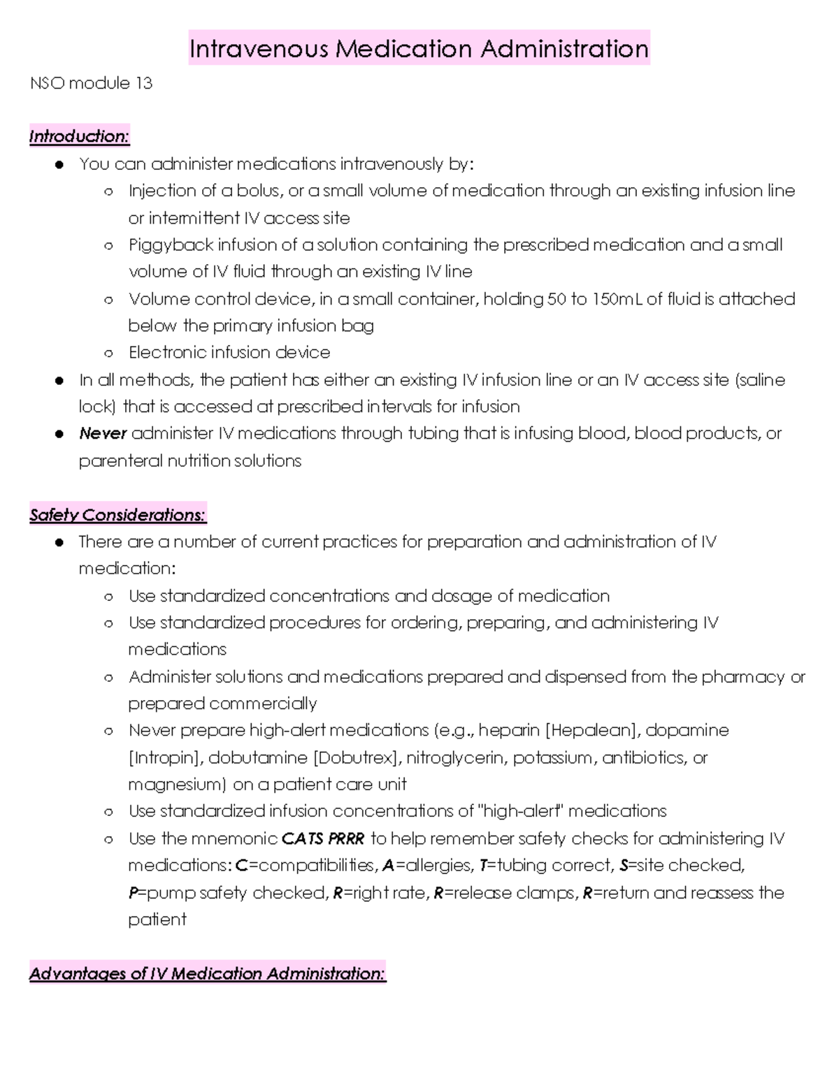 Intravenous Medication Administration - , heparin [Hepalean], dopamine ...