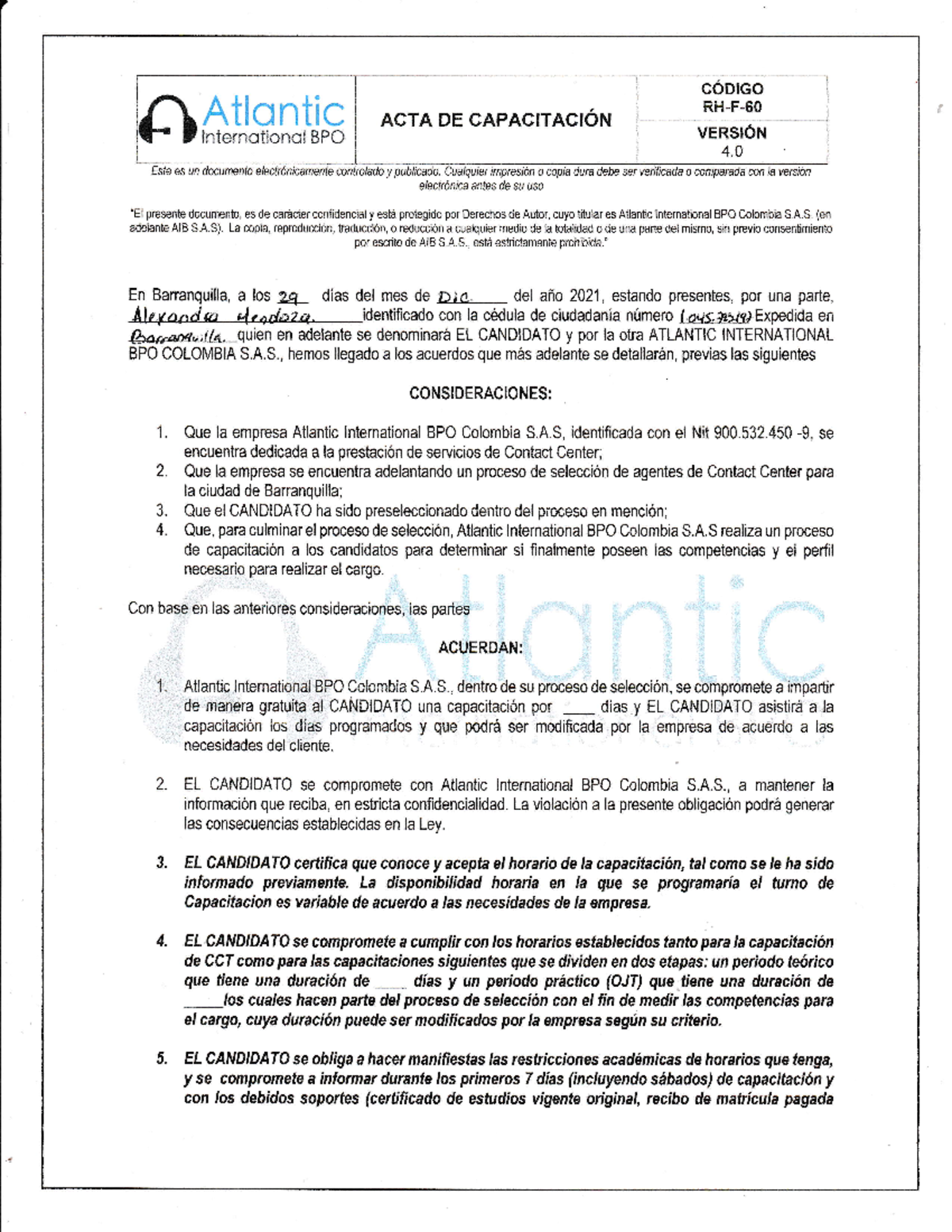 ACTA DE Capacitacion - Acta de capacitación - 6},ALl,?nIjs AcrA DE ...