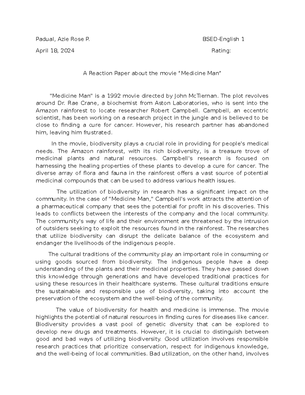 Reaction Paper STS - Jahkkss - Padual, Azie Rose P. BSED-English 1 ...