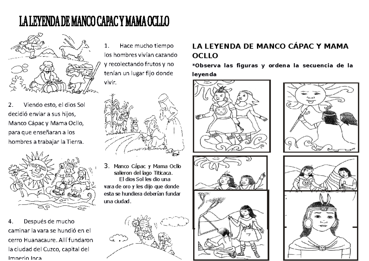 Leyenda de Manco Capac y Mama Ocllo para Segundo de Primaria - LA ...