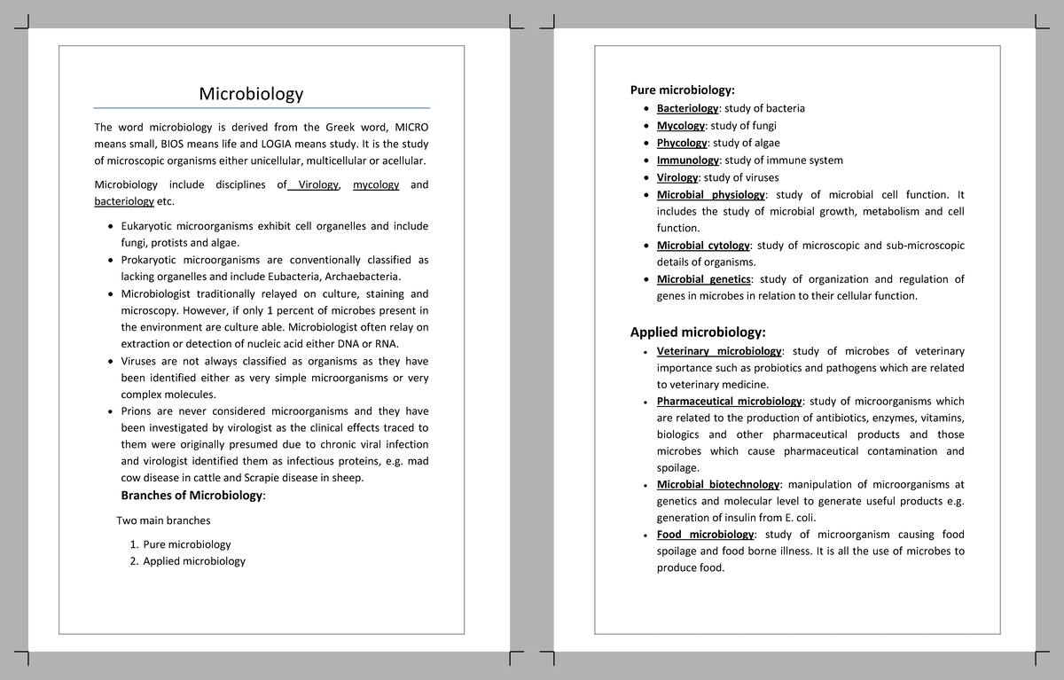General Microbiology study notes - Microbiology The word microbiology ...