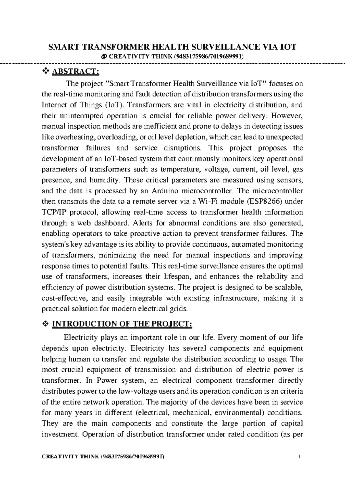 CT-048 Smart Transformer Health Surveillance VIA IOT - SMART ...