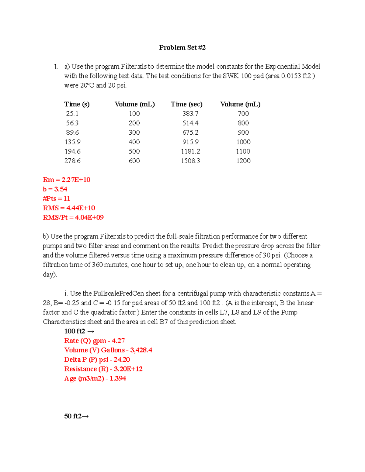 Problem Set #2 - Problem Set # a) Use the program Filter to determine ...