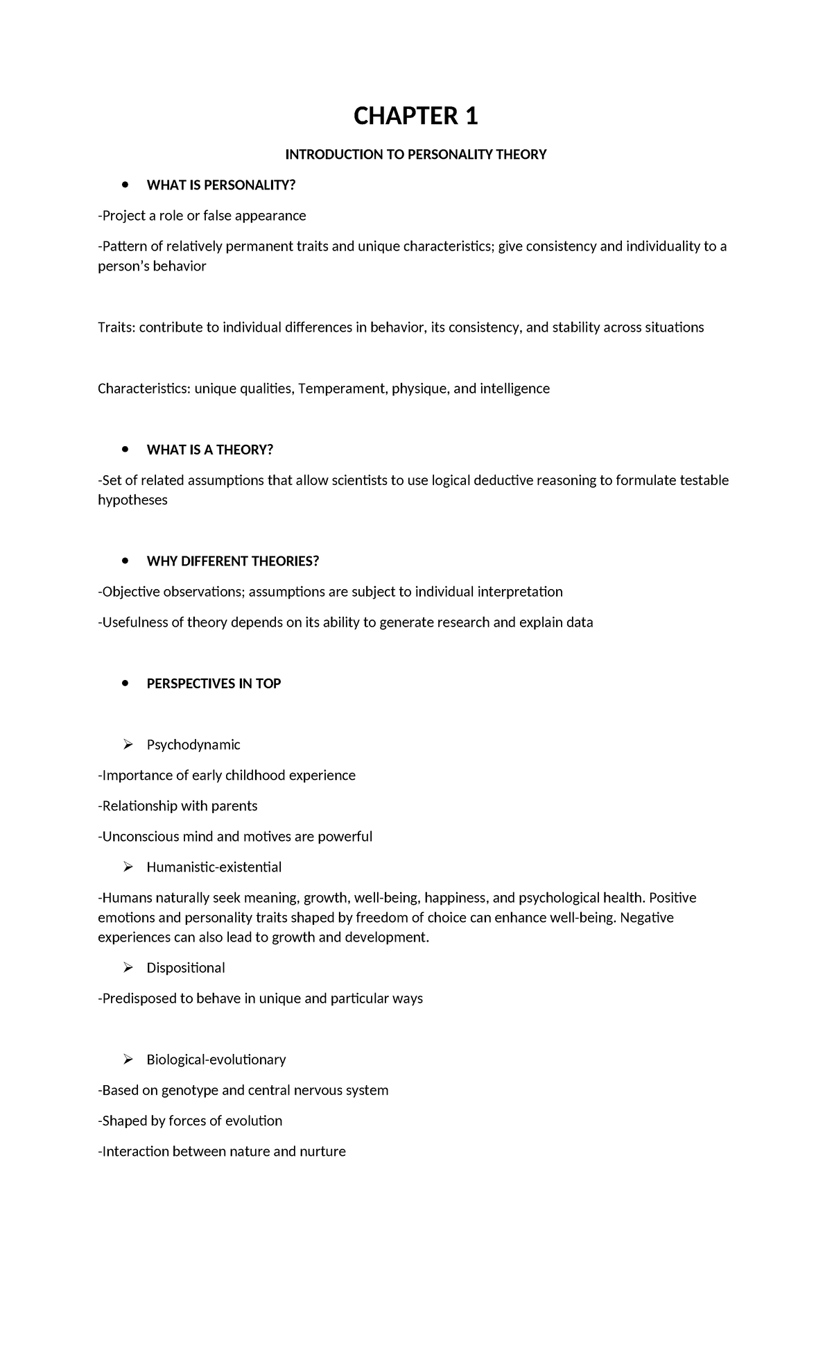 TOP Reviewer - CHAPTER 1 INTRODUCTION TO PERSONALITY THEORY WHAT IS ...