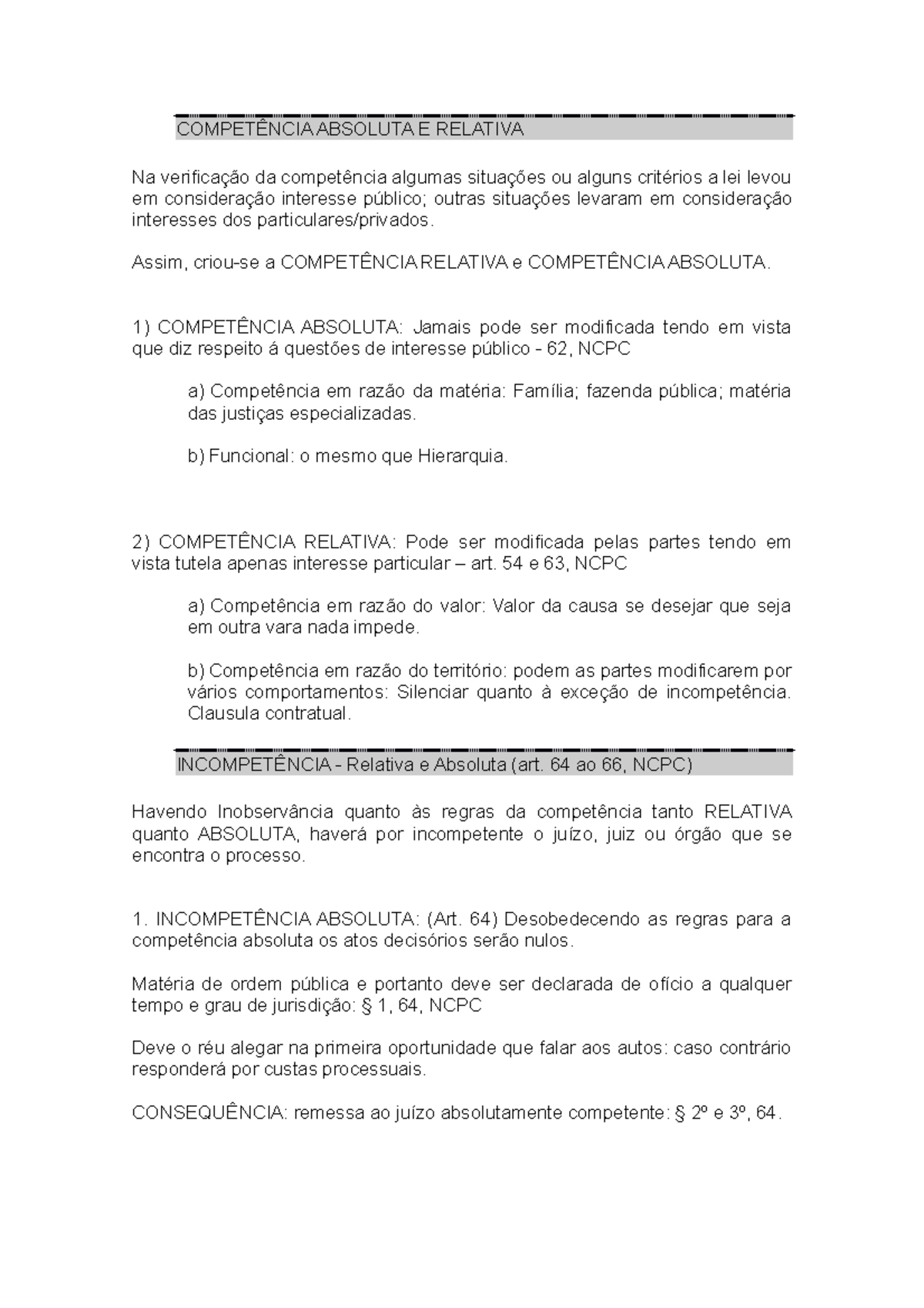 Competência Absoluta E Relativa - COMPETÊNCIA ABSOLUTA E RELATIVA Na ...