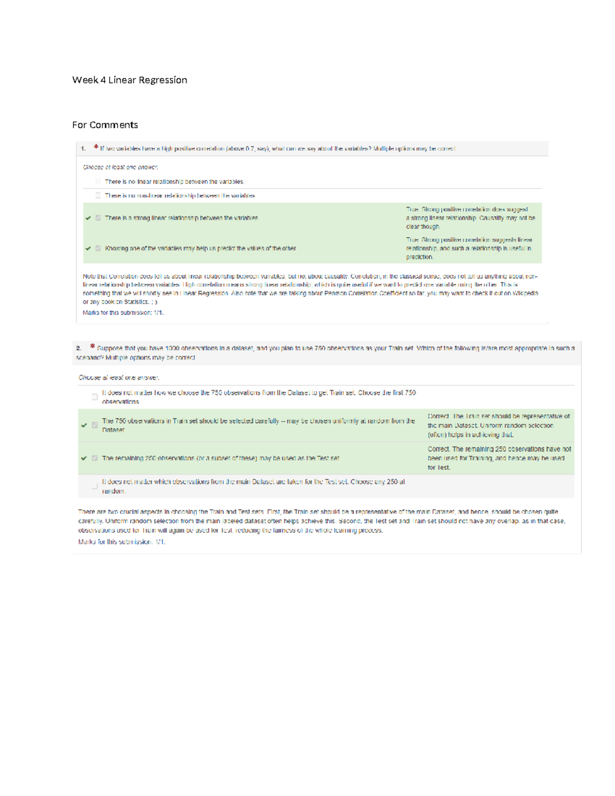 CV0003 Info - ANL203 - Week 4 Linear Regression For Comments Comments based on the linear models ...