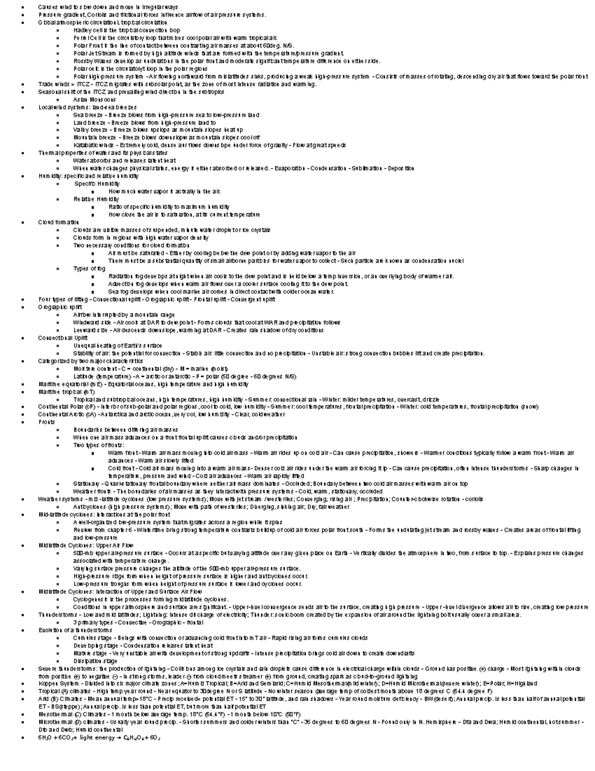 Cheat sheet test 2 geo - Causes wind to slow down and move in irregular ...
