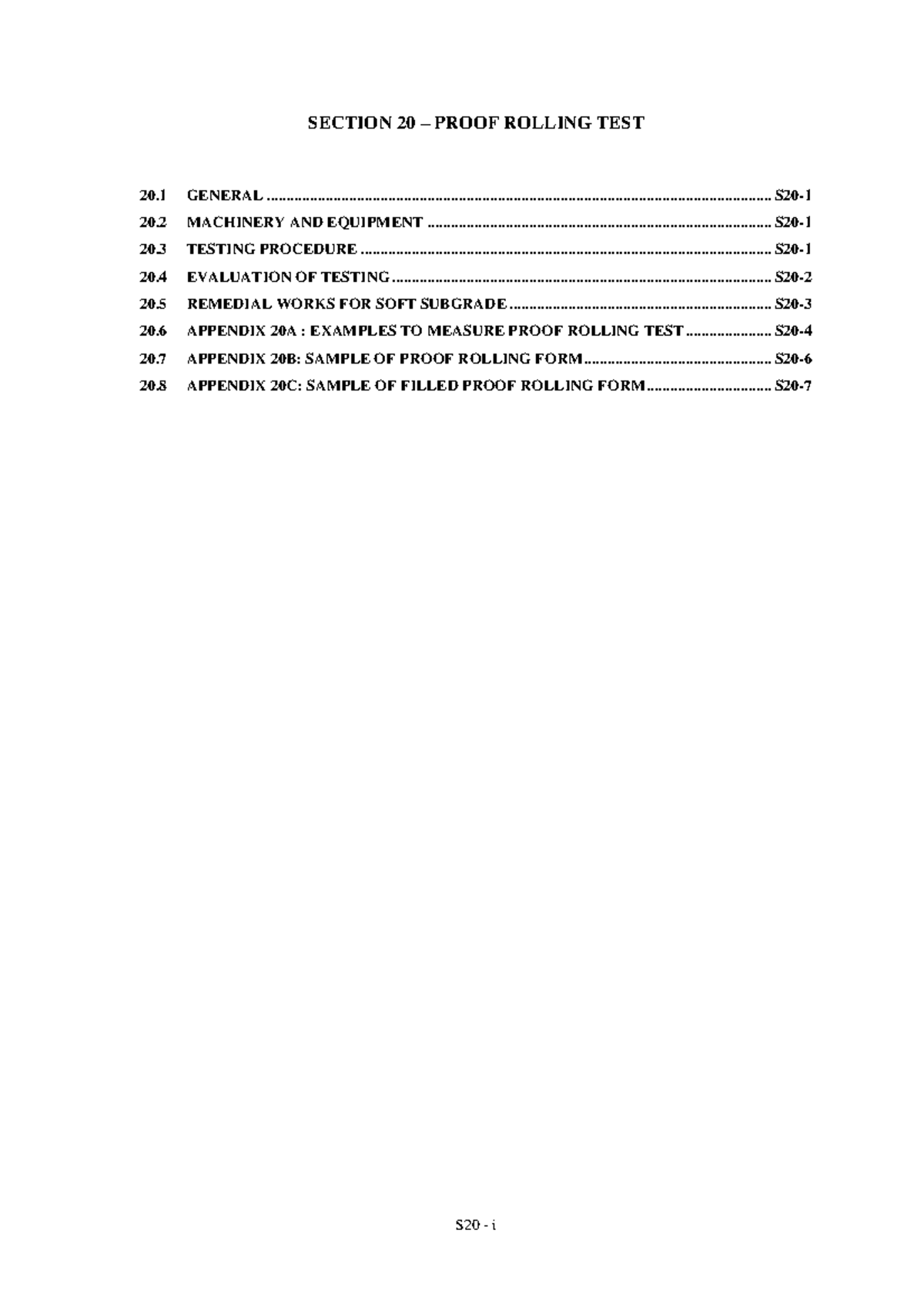 Section 20 - Proof Rolling Test - S20 - i 20 GENERAL S20- SECTION 20 ...