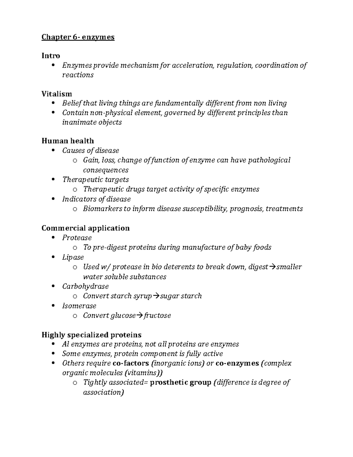Chapter 6 bmsc 200 enzymes - Chapter 6- enzymes Intro Enzymes provide mechanism for acceleration ...