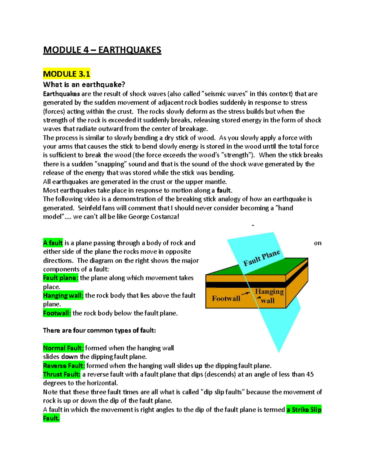 ERSC - Module 4 - Lecture notes 4 - MODULE 4 – EARTHQUAKES MODULE 3 ...