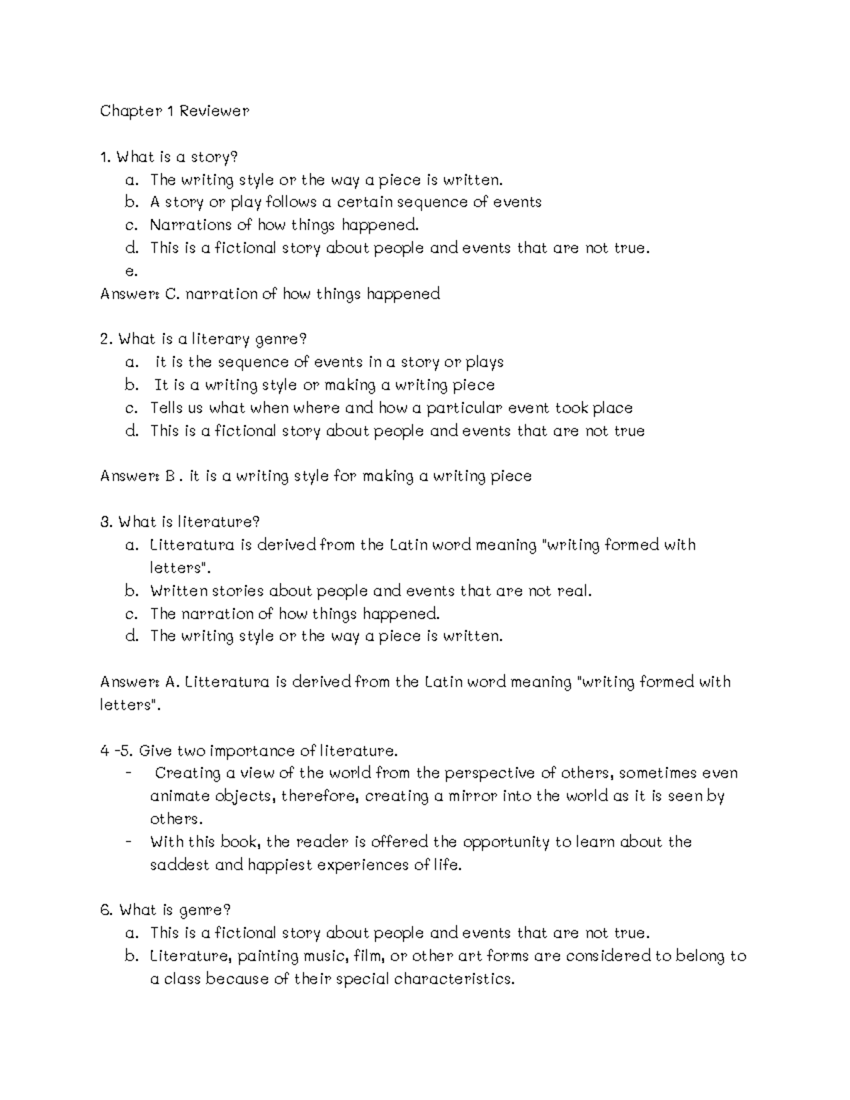 Chapter 1 Reviewer - Creative NonFiction - ICCT Colleges - Studocu