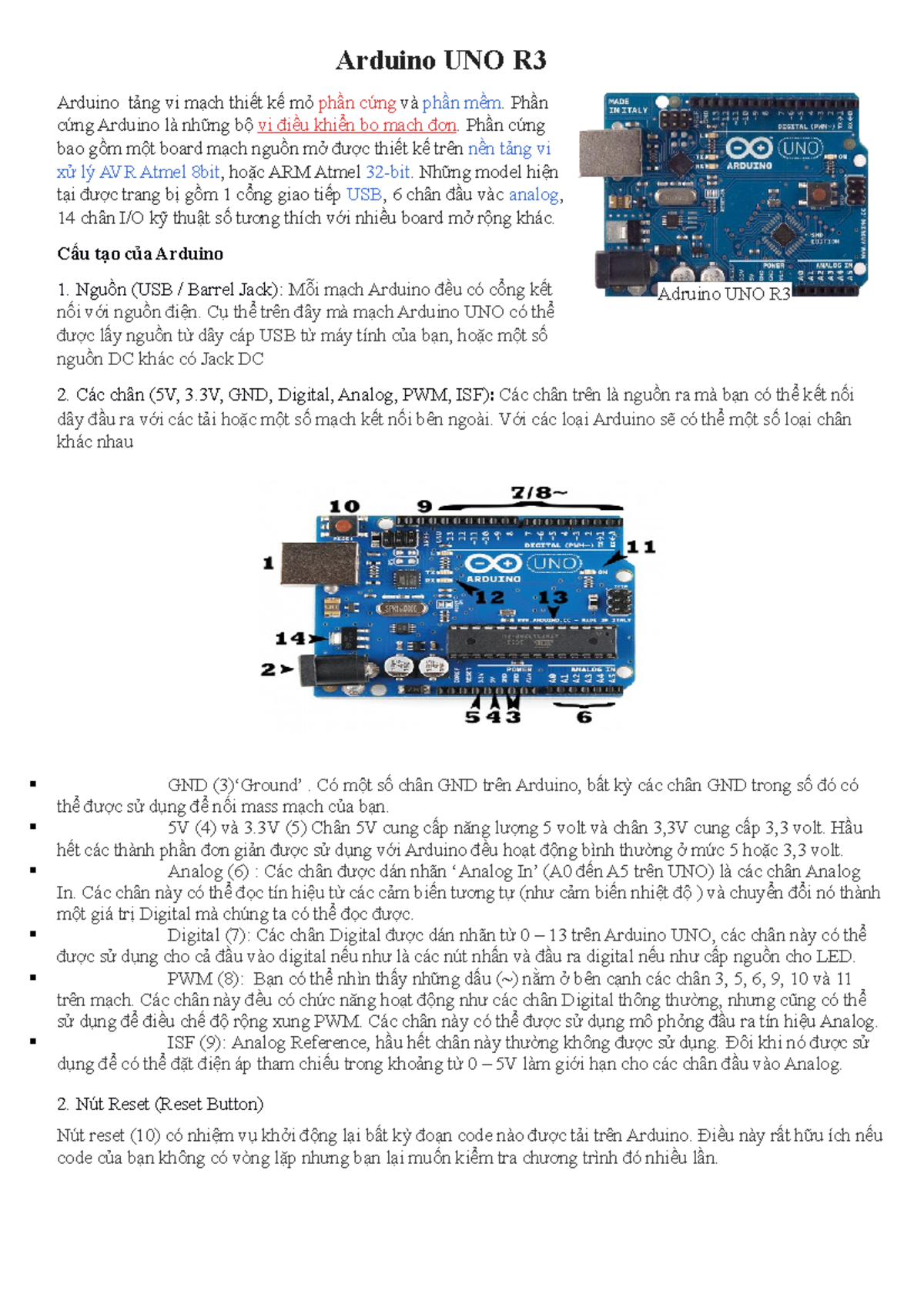 Arduino - NQH 2007 - Arduino UNO R Arduino tảng vi mạch thiết kế mở ...