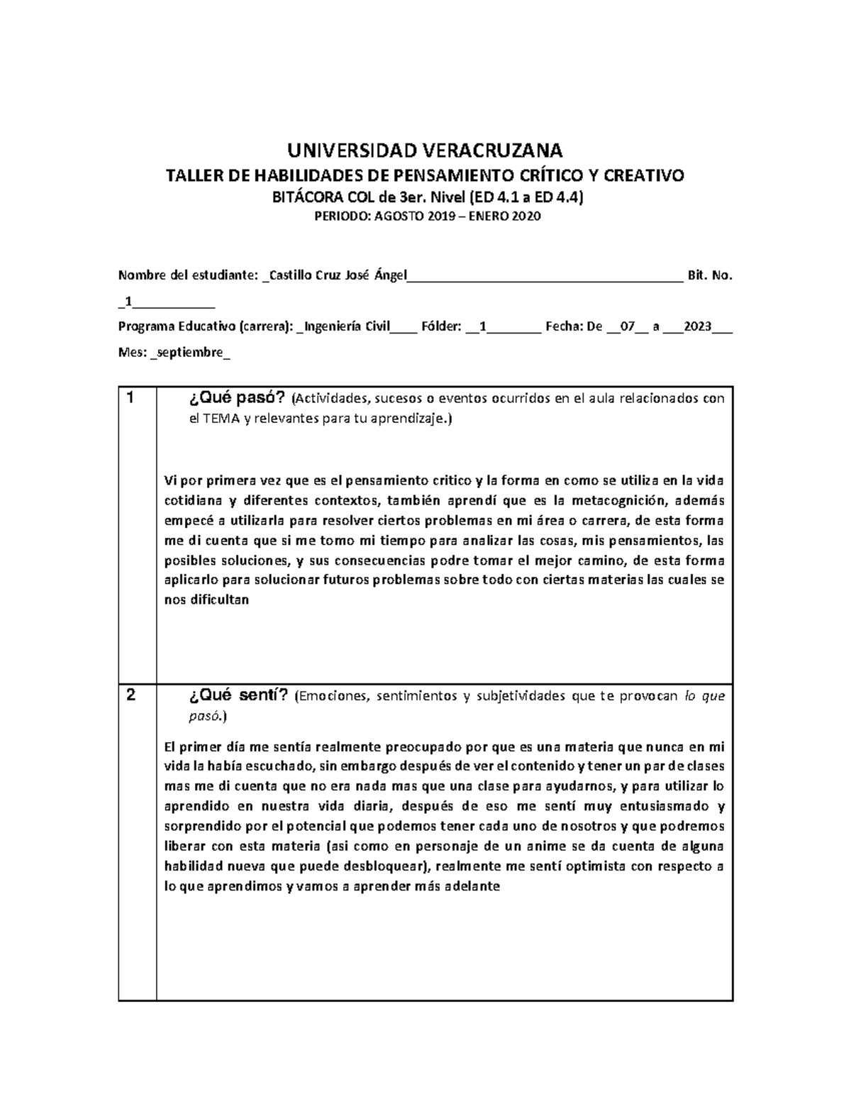 Bitacora COL tercer nivel Jose Angel Castillo Cruz - UNIVERSIDAD ...