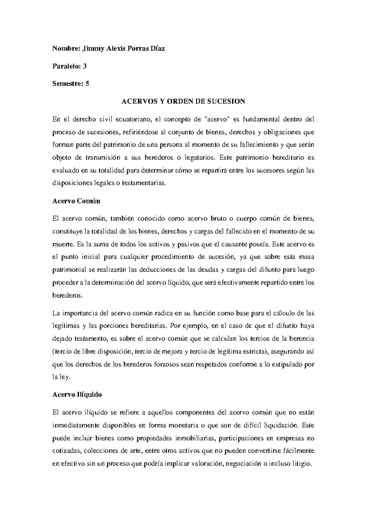 Asignaciones Forzosas, Derecho Sucesorio - JIMMY PORRAS DIAZ PARALEO 4 ...