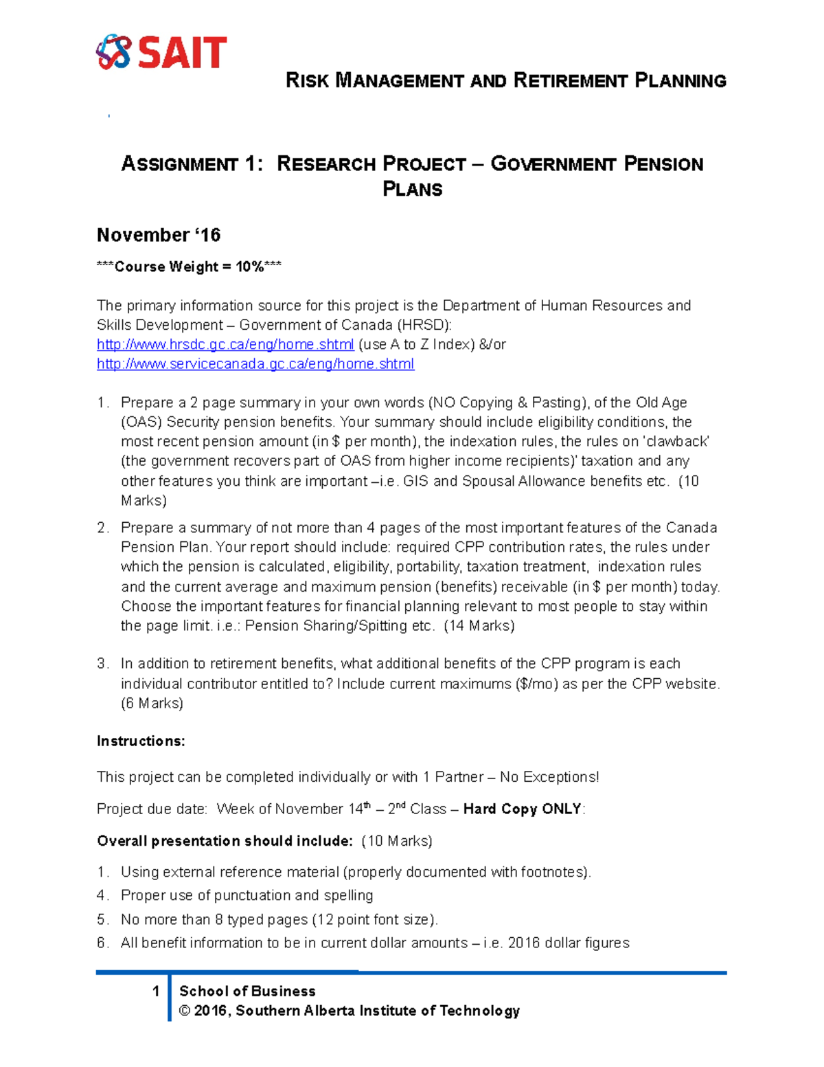 Assignment 1 Government Pension Plans - Research Project - RISK ...