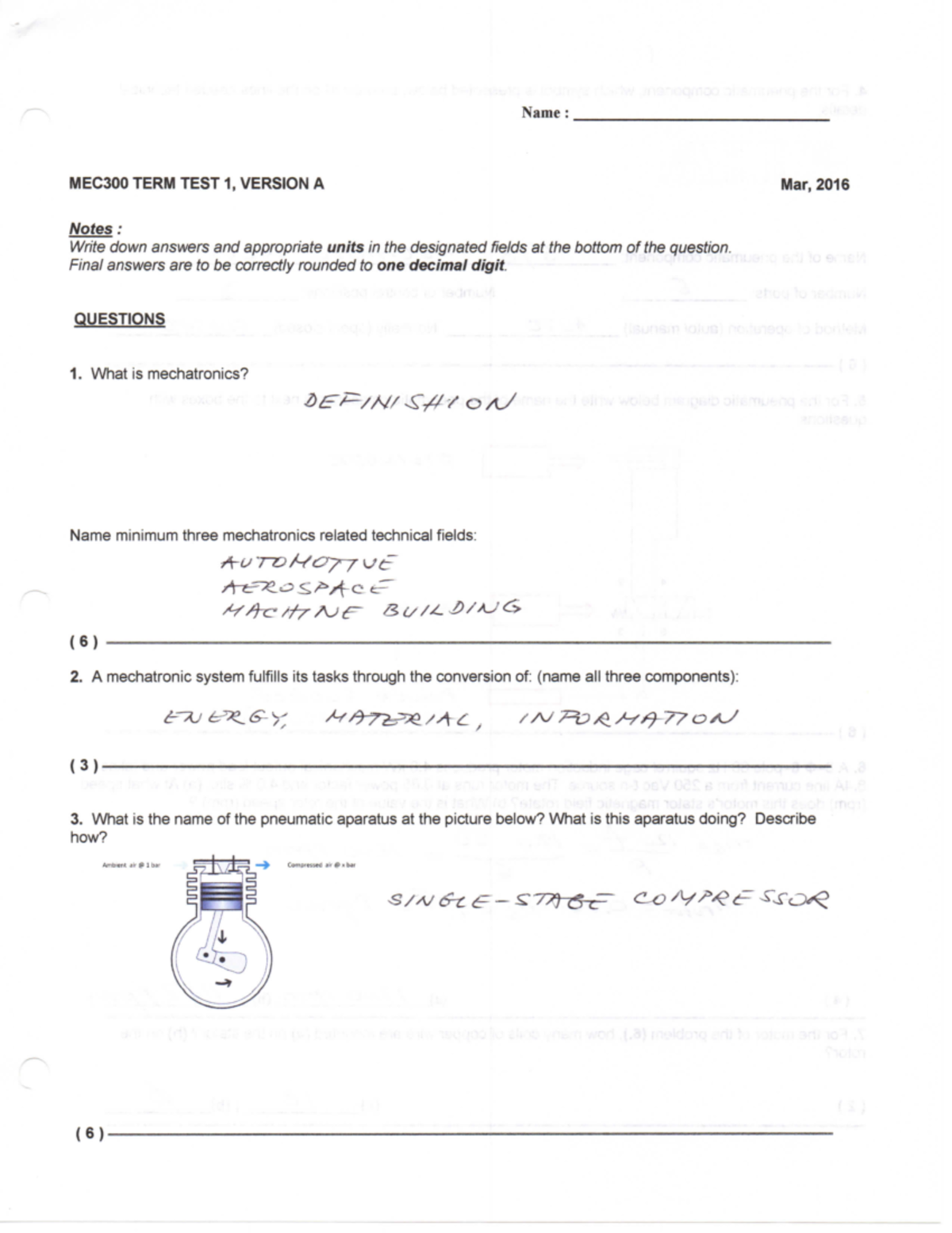 TT1 and Q6............ - MEC300 - Seneca College - Studocu