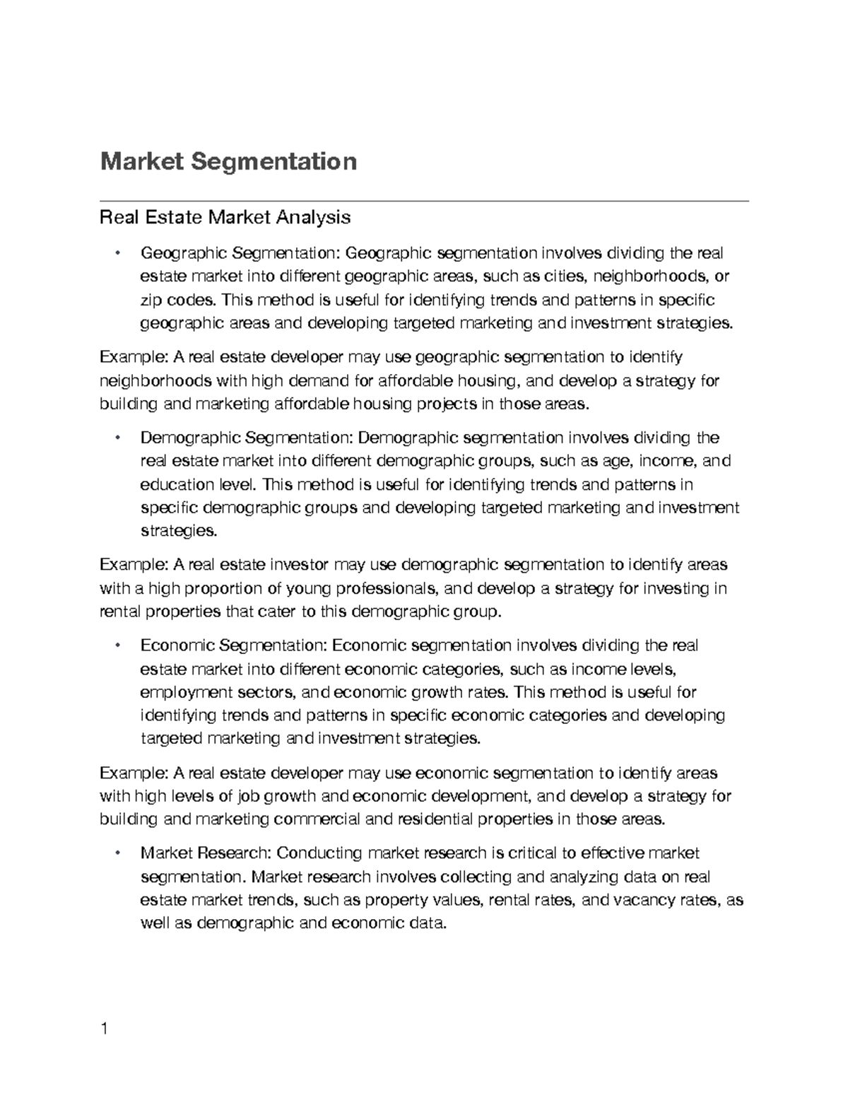 Market Segmentation Notes - Market Segmentation Real Estate Market ...