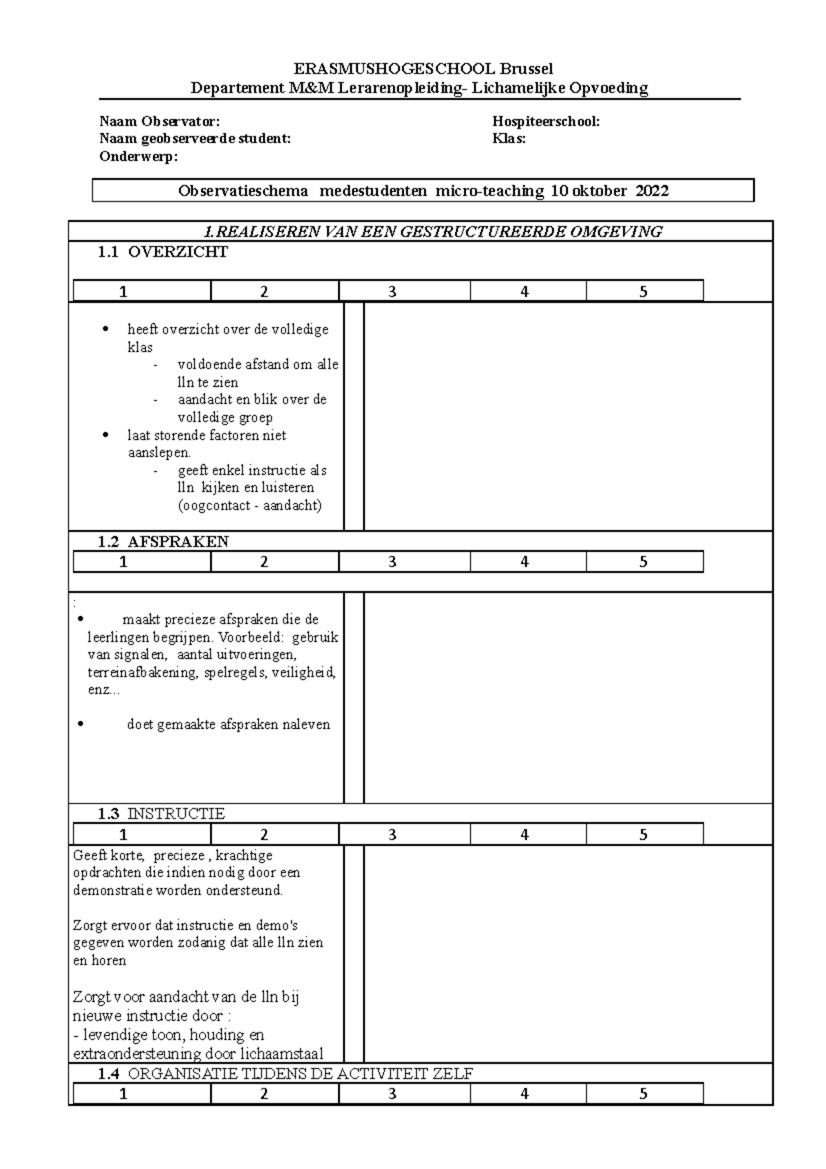 Observatieformulier - lappraktijken voor dummies - ERASMUSHOGESCHOOL ...