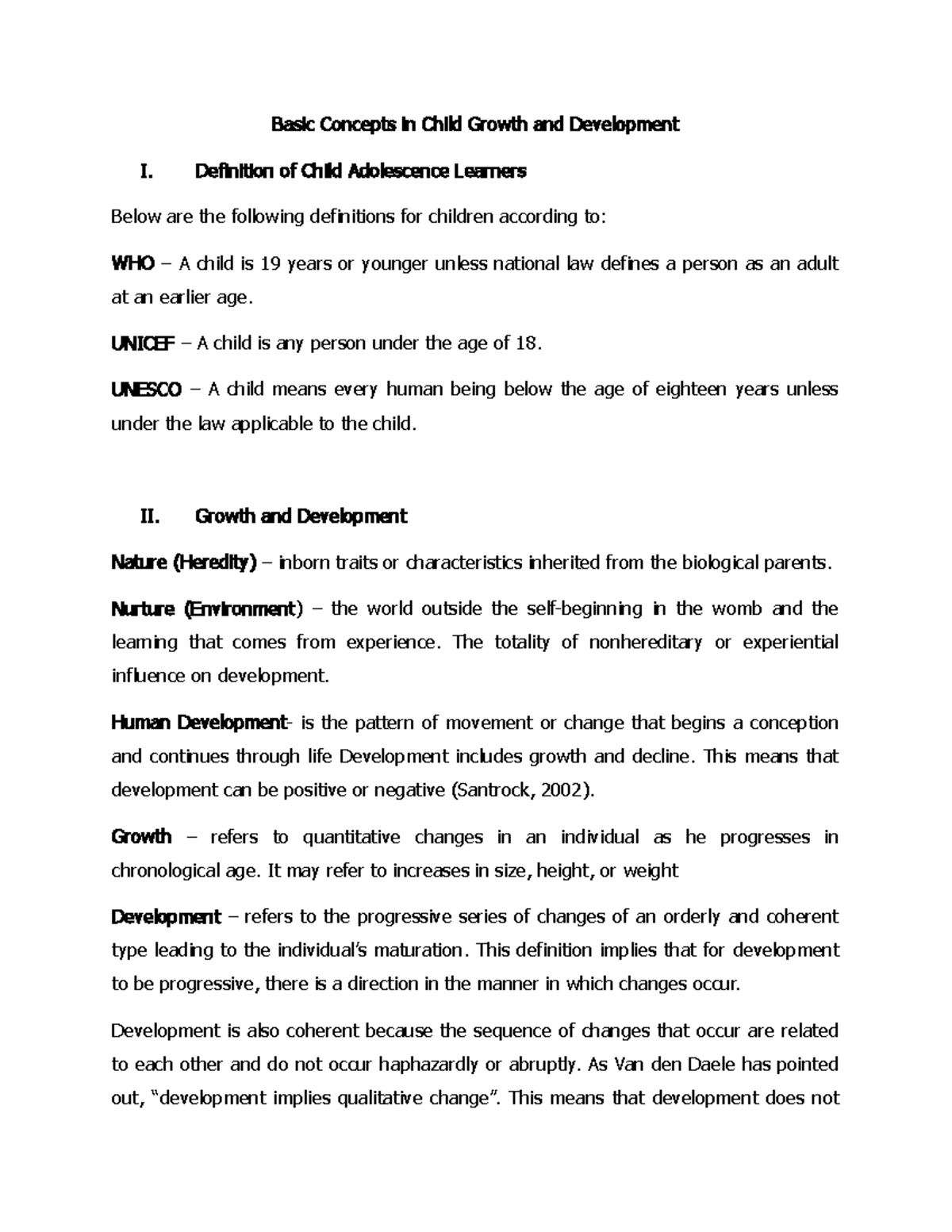 Basic Concepts in Child Growth and Development - Definition of Child ...