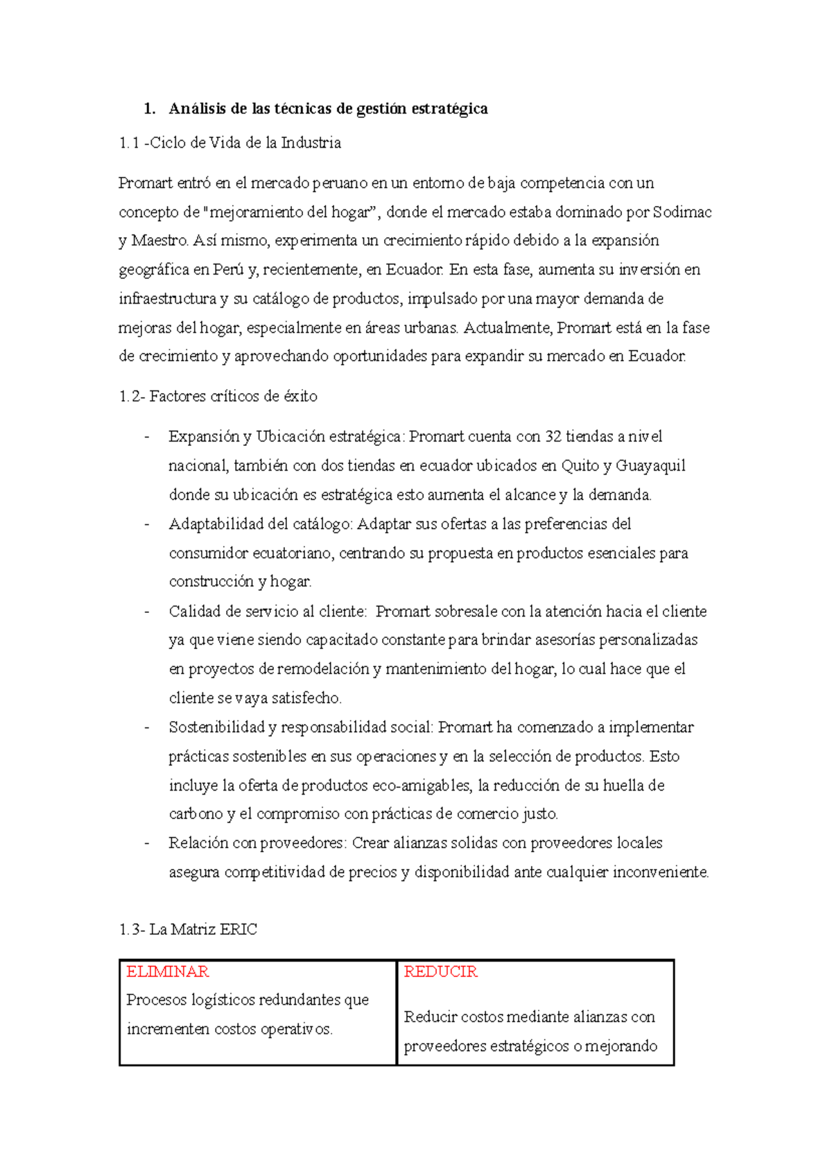 TA3 Dirección Estrategica - Análisis de las técnicas de gestión estratégica 1 - Ciclo de Vida de ...