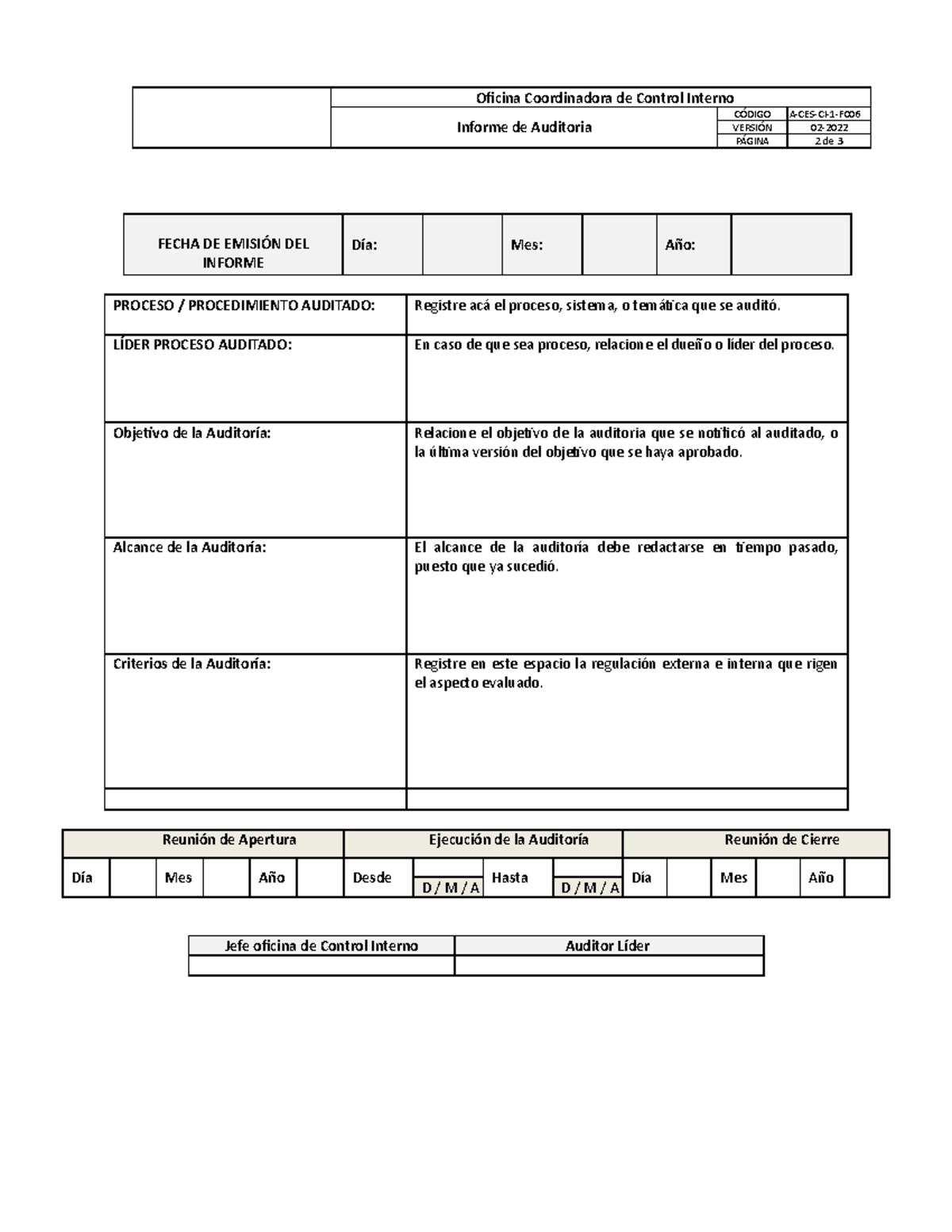 2 formato control interno - Oficina Coordinadora de Control Interno ...