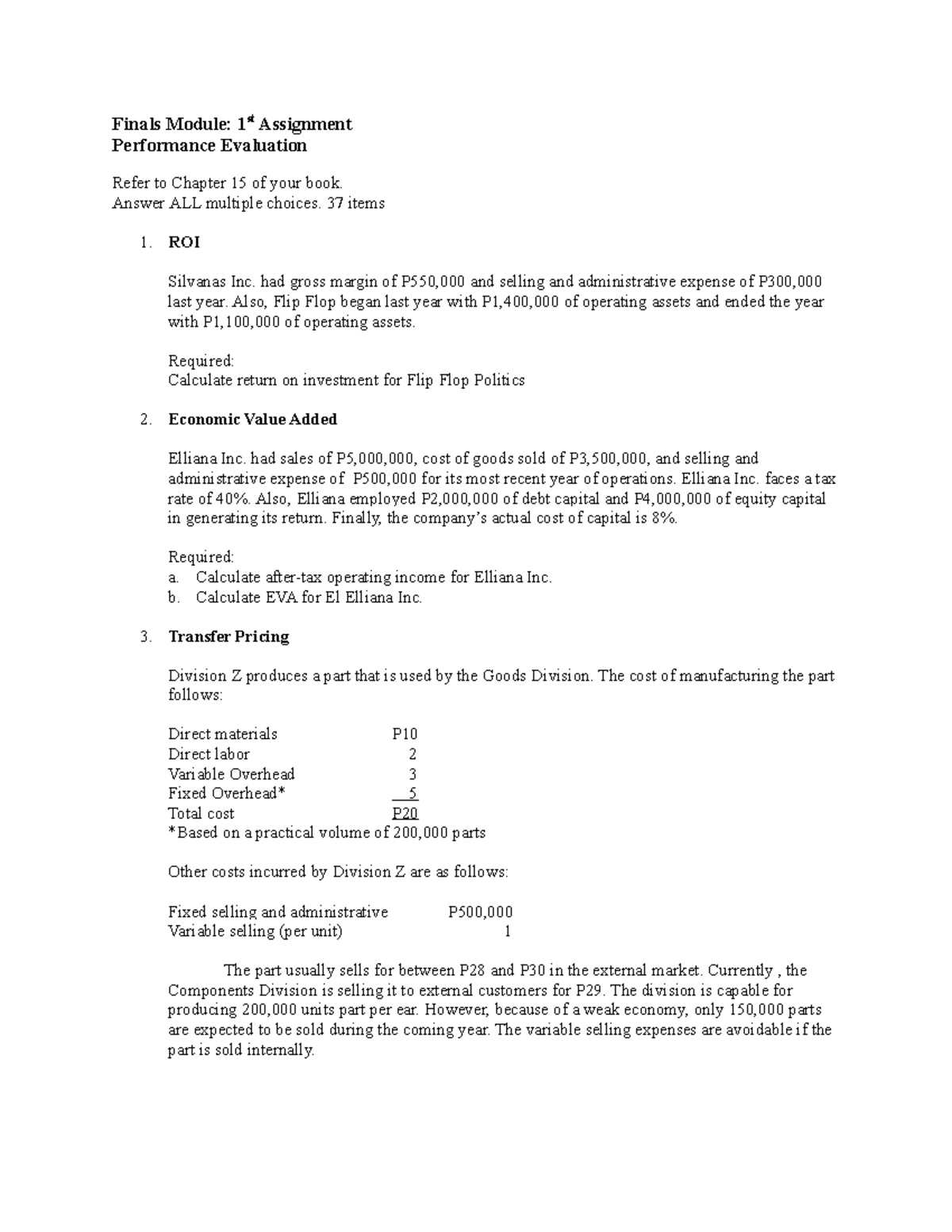 Finals 1st exercise - Performance Evaluation - Finals Module: 1st ...