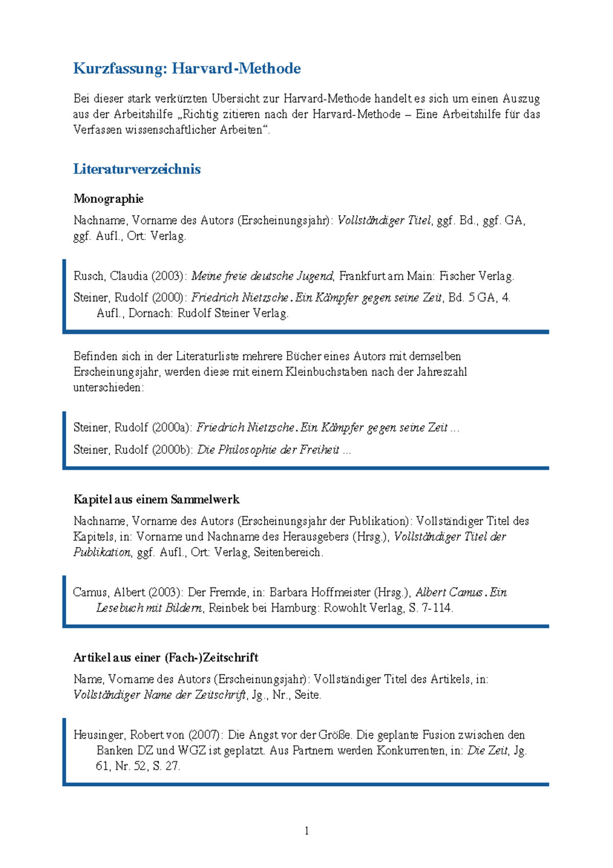 Harvard-Methode Kurzfassung - Kurzfassung: Harvard-Methode Bei dieser ...