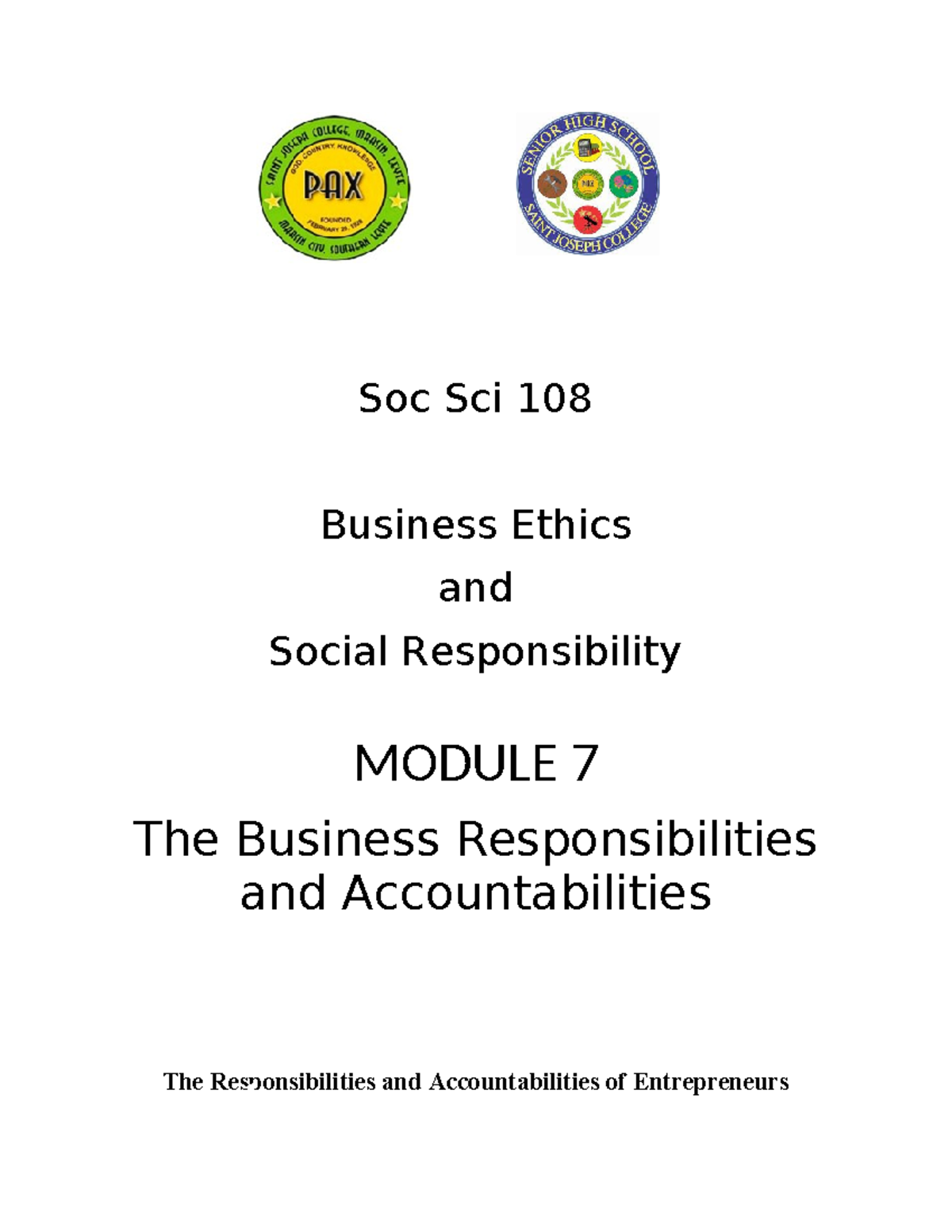 Socsci-108- Module-7 - social science - Soc Sci 108 Business Ethics and ...