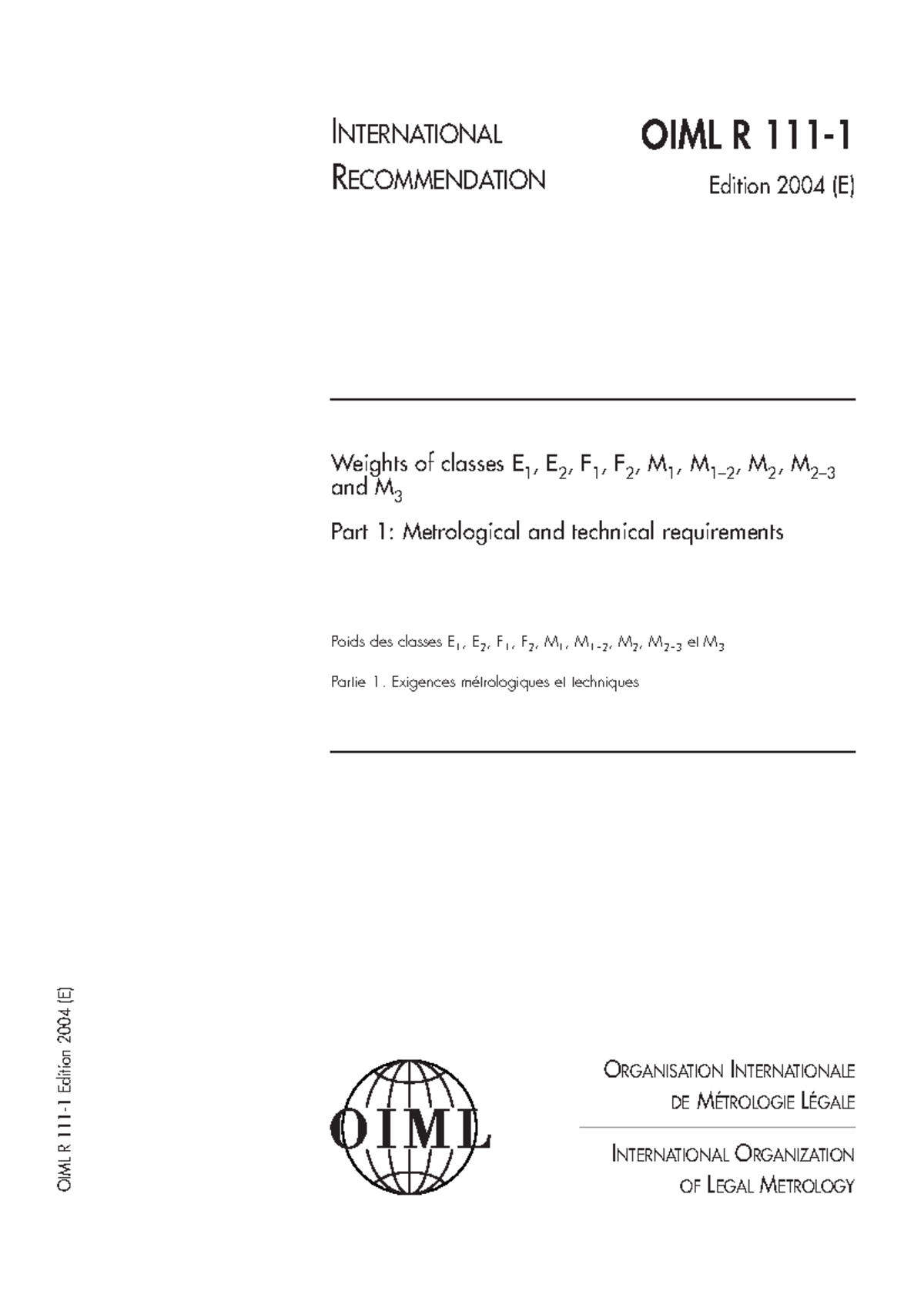 OIML R 111-1 Weights of classes - copia - Weights of classes E 1 , E 2 ...
