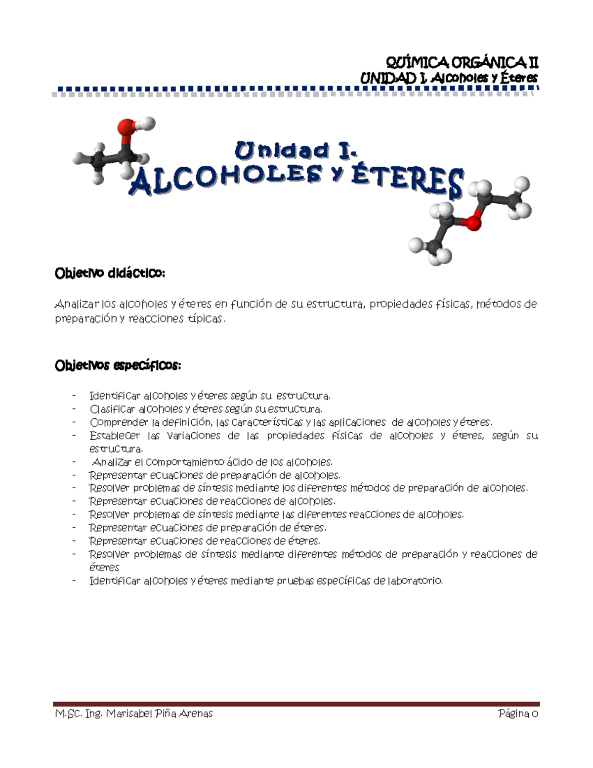 Unidad I. Alcoholes Y Éteres - UNIDAD I. Alcoholes y .. Objetivo did ...