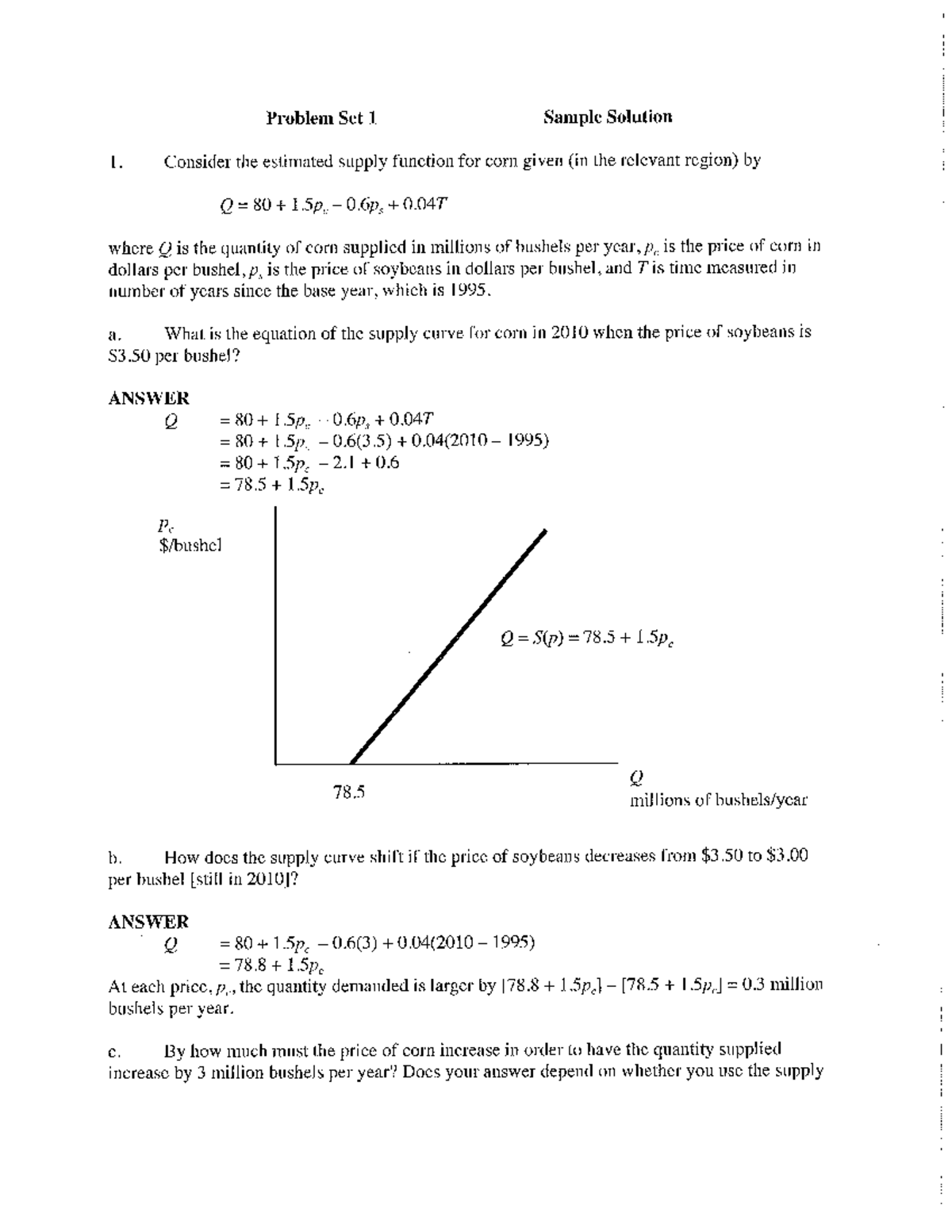 PS 1 solution - Assignment1, Assignment1 - Problem Set 1 Sample Solution 1. Consider the ...