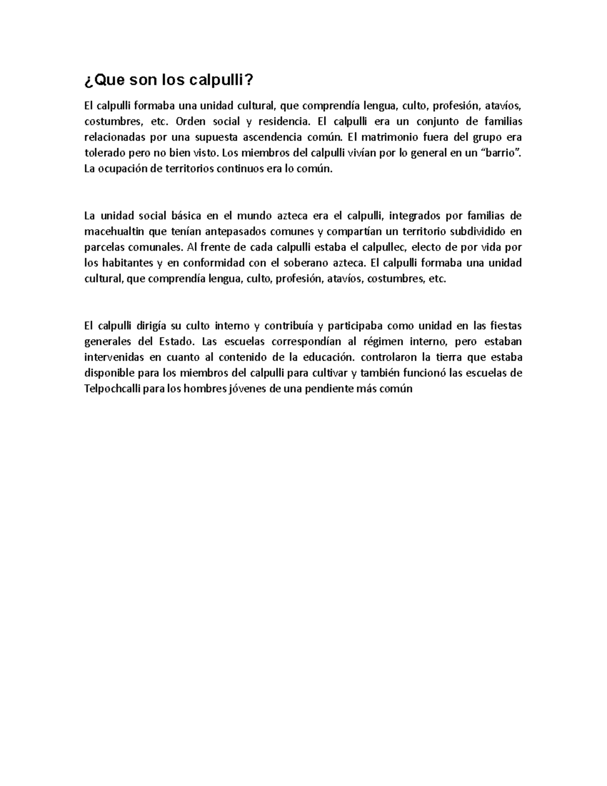 Calpulli - jgcutvoglohkl - ¿Que son los calpulli? El calpulli formaba ...