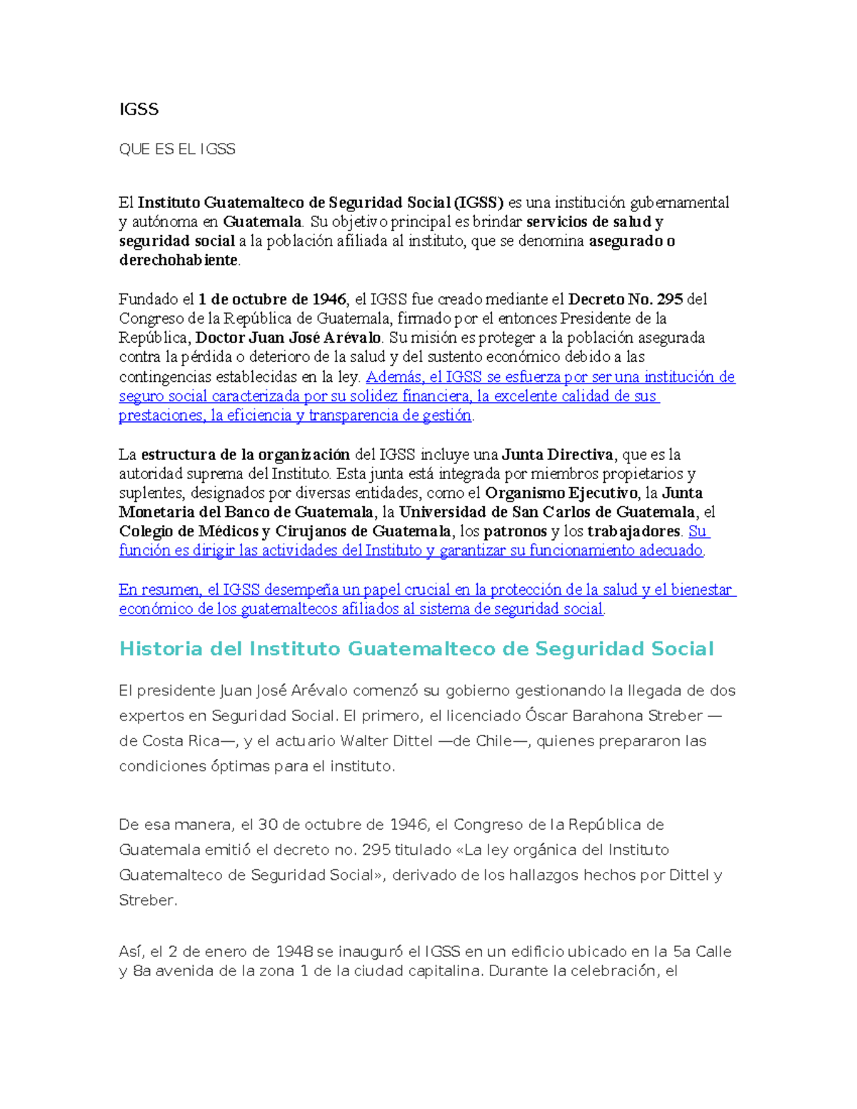 IGSS - informacion sobre igss - IGSS QUE ES EL IGSS El Instituto Guatemalteco de Seguridad ...