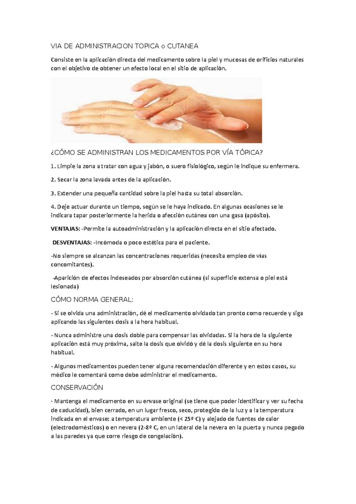 VIA DE Administracion Topica-1 - VIA DE ADMINISTRACION TOPICA o CUTANEA ...