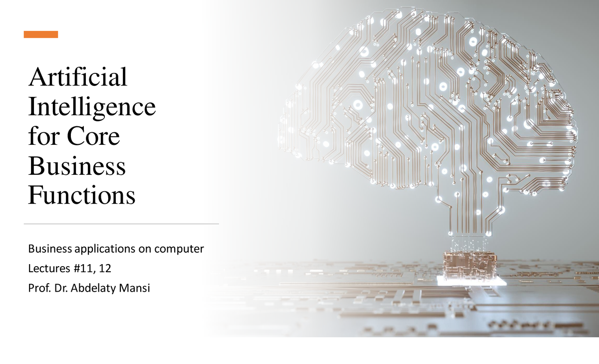 Artificial Intelligence core business applications - Artificial ...