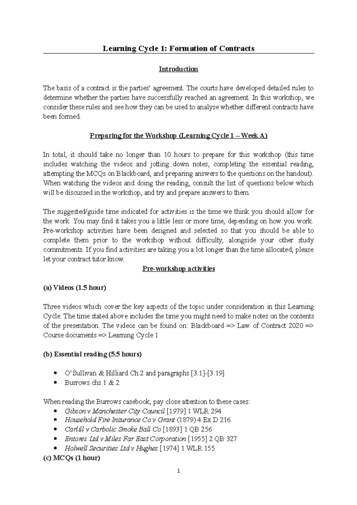 Contract Learning - Learning Cycle 1: Formation of Contracts ...