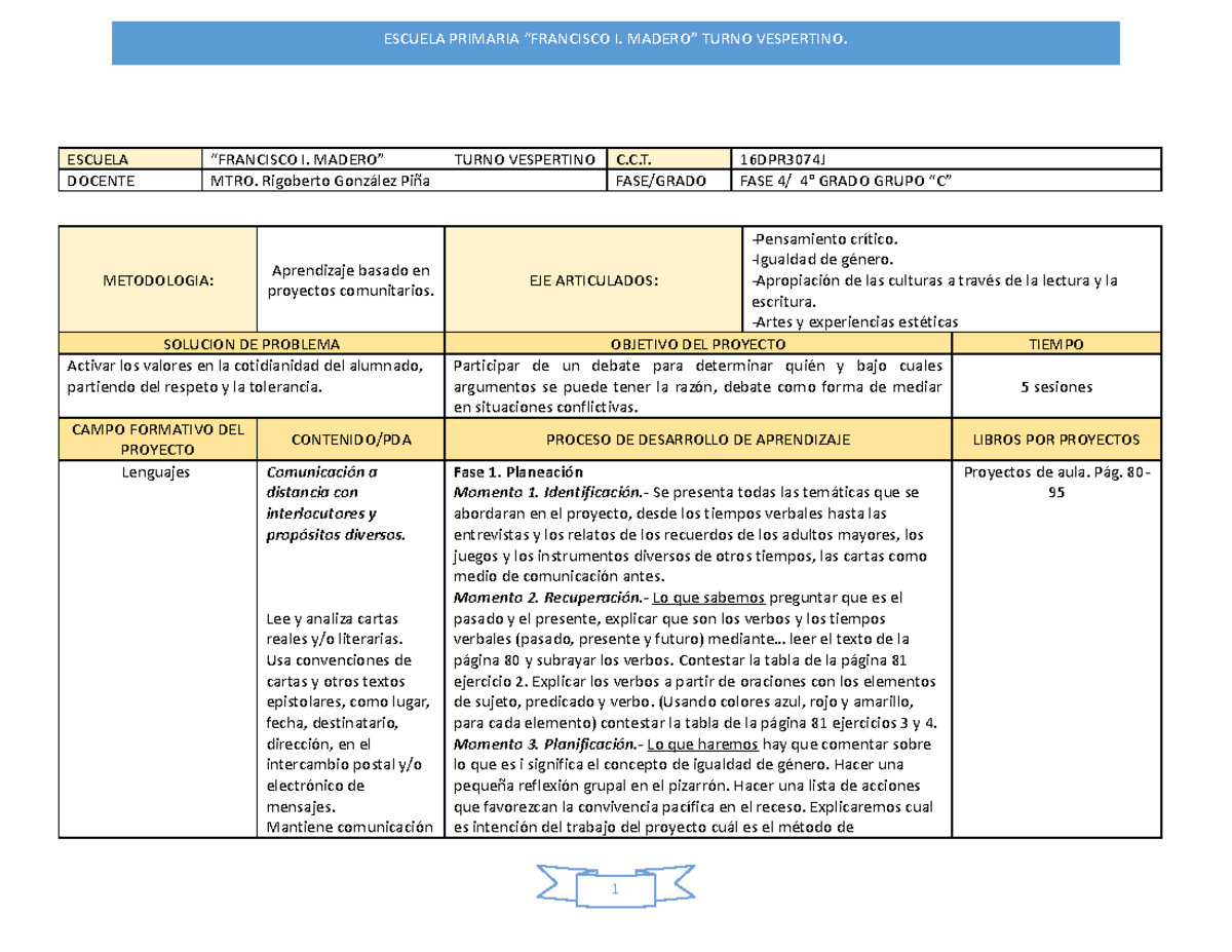 un viaje a través del tiempo - ESCUELA “FRANCISCO I. MADERO” TURNO ...