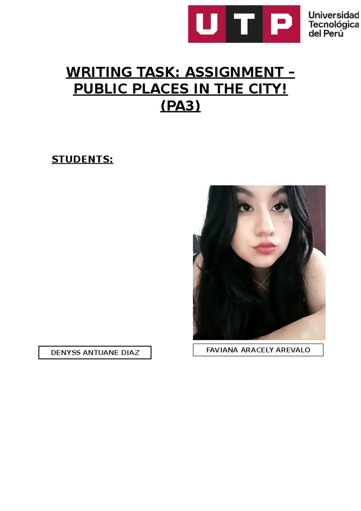 S7 ingles PA - ingles, tarea - WRITING TASK: ASSIGNMENT – PUBLIC PLACES IN THE CITY! (PA3 ...